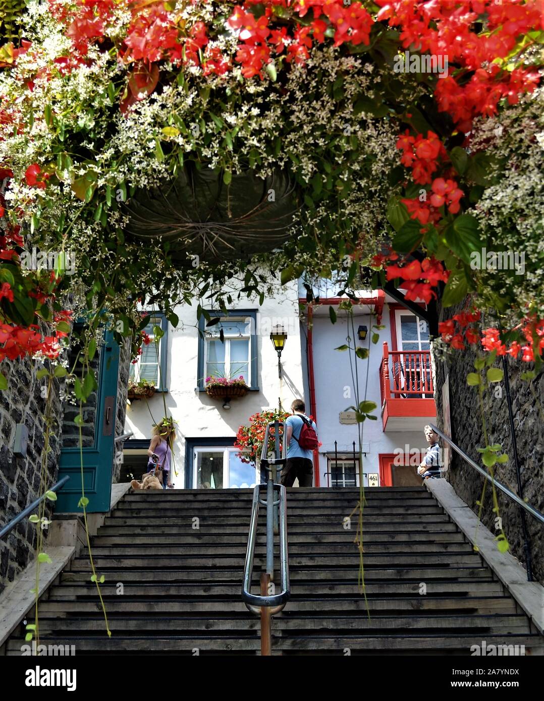 Old stone stairways with arches in Quebec City Stock Photo - Alamy
