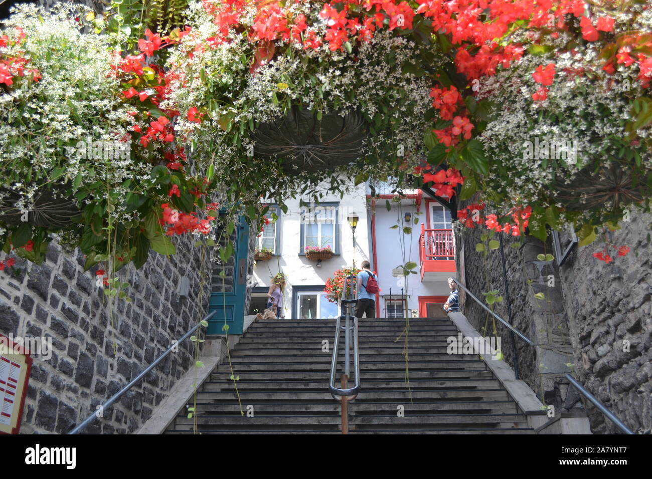 Old stone stairways with arches in Quebec City Stock Photo - Alamy