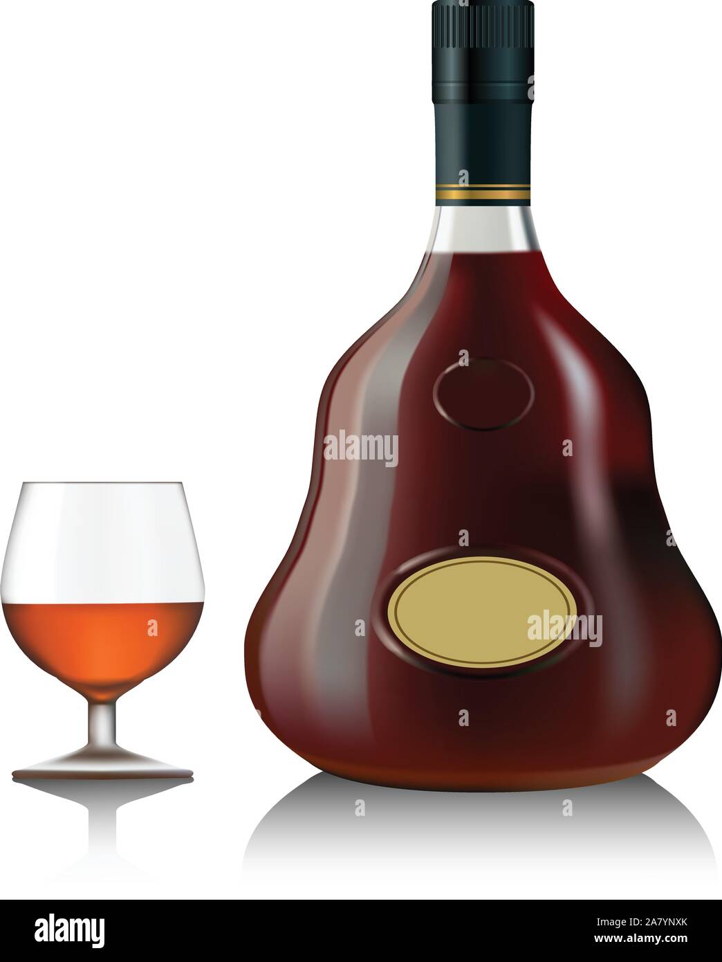 Snifter glass of cognac and bottle on white background. vector Stock Vector Image & Art - Alamy