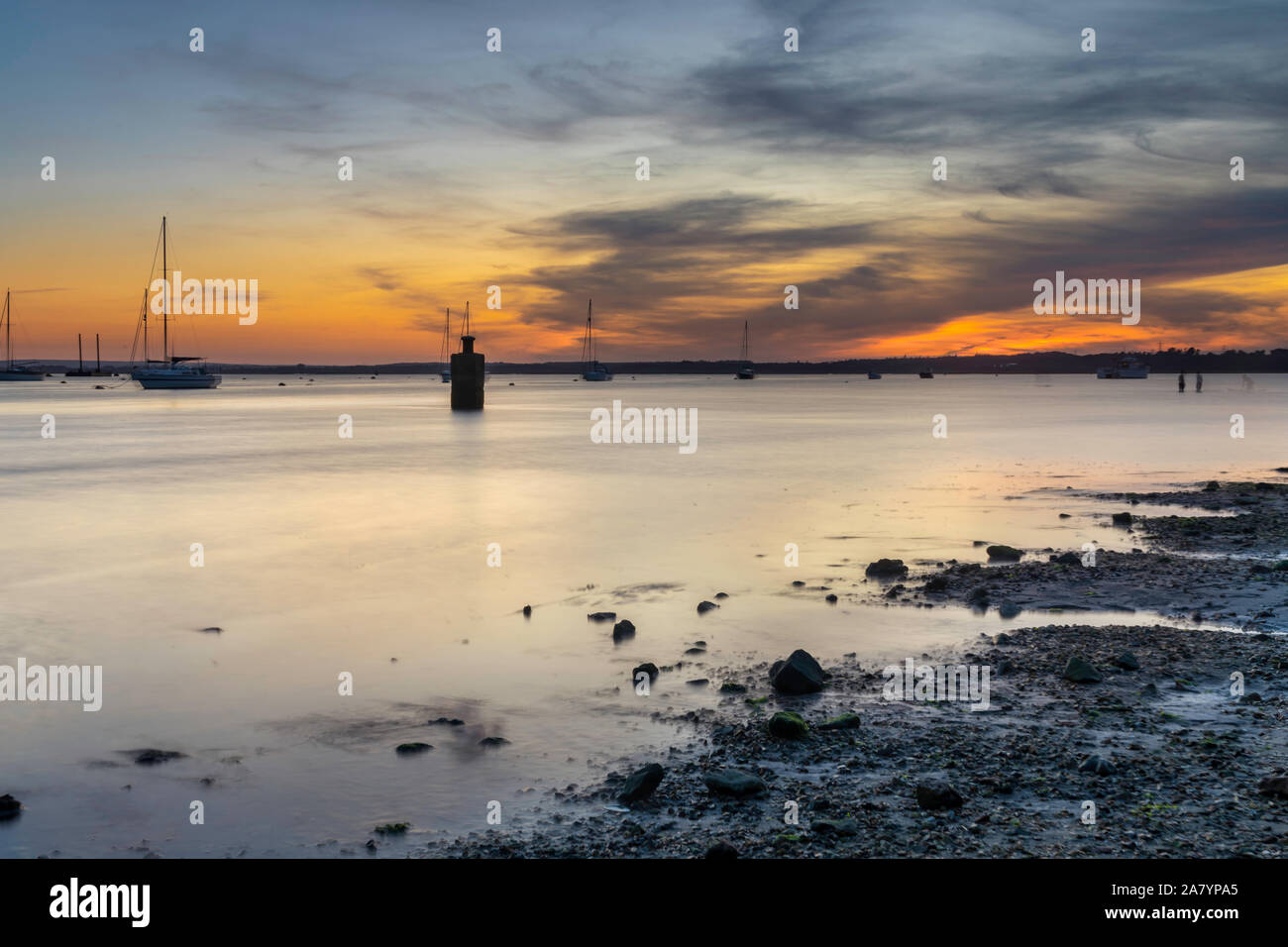Hamworthy Poole Dorset England Beautiful sunset over Poole Harbour seen ...