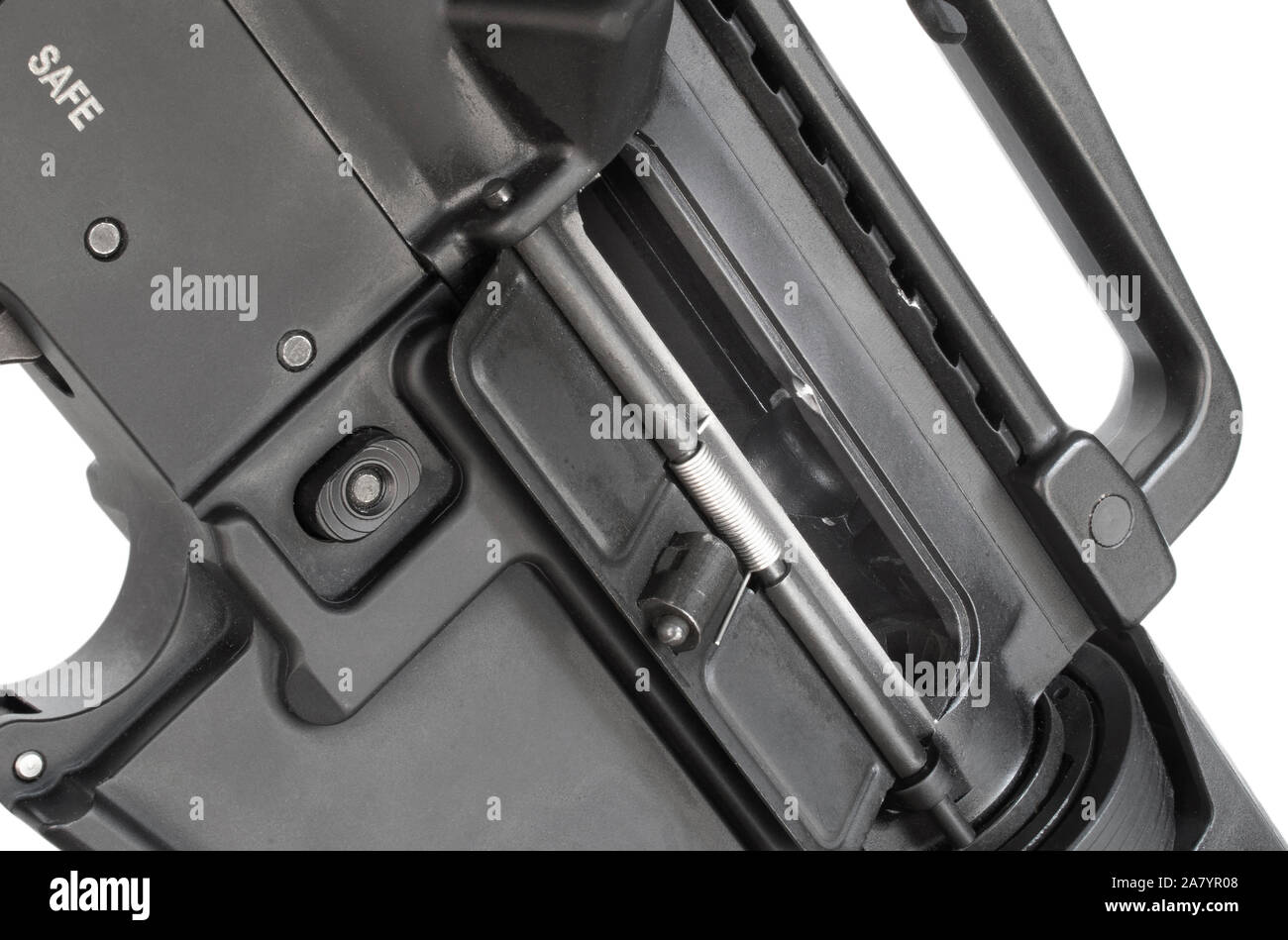 Chamber that is empty on an AR-15 with a white background Stock Photo ...
