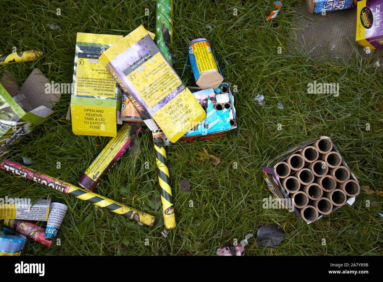 used fired fireworks litter after halloween bonfire night in the uk ...