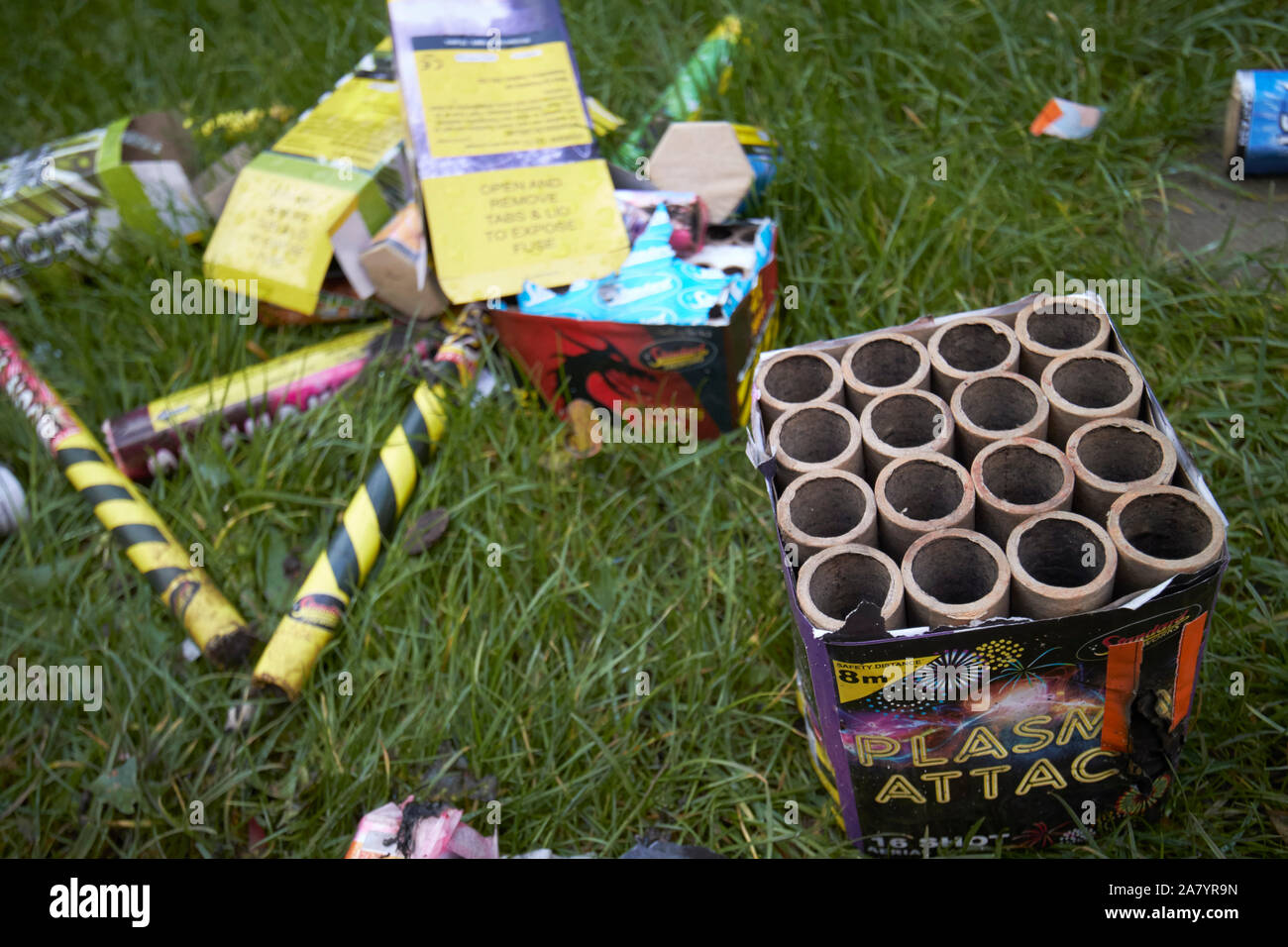 used fired fireworks litter after halloween bonfire night in the uk ...