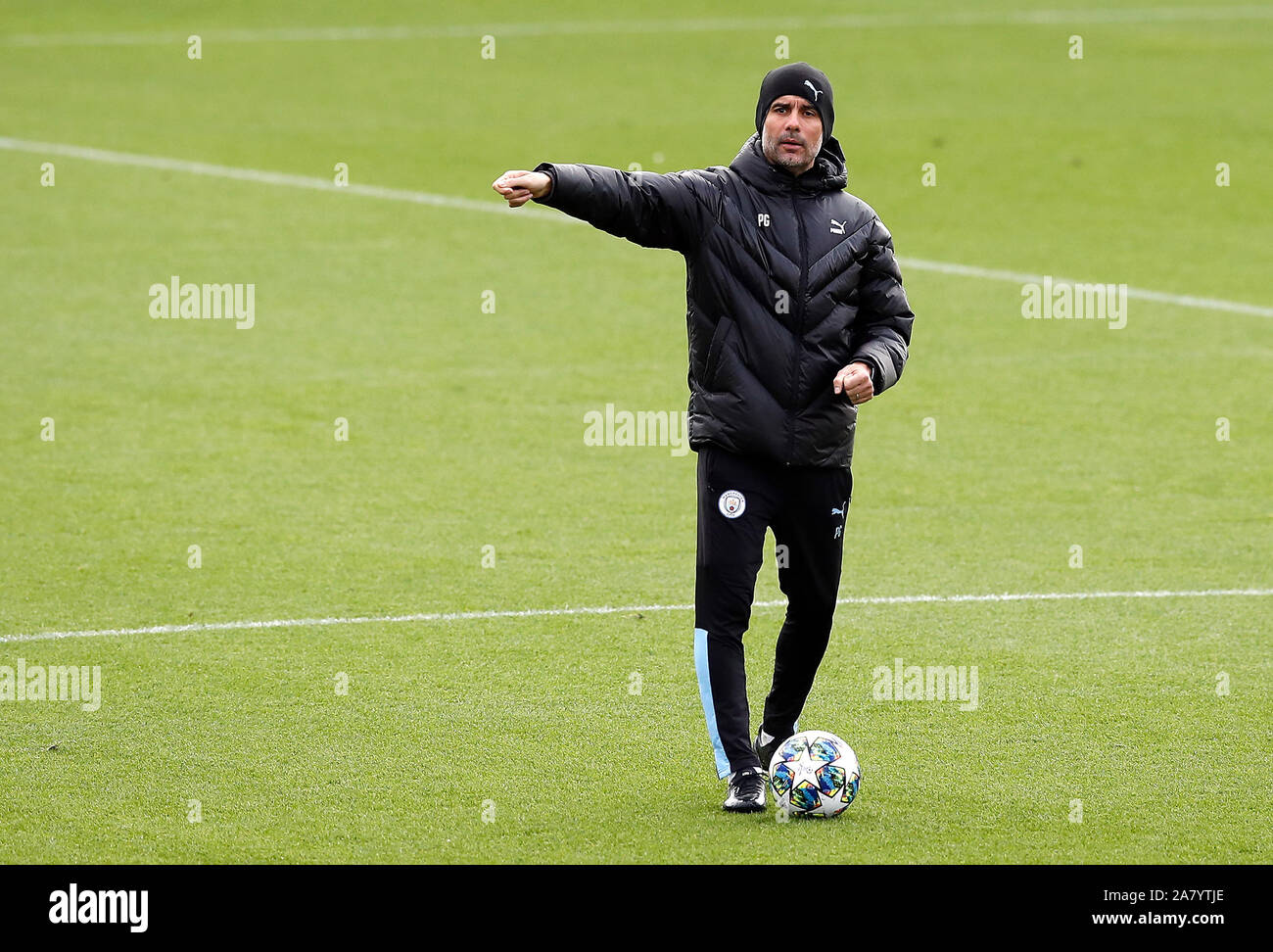 Manchester City manager Pep Guardiola during a training session at The ...