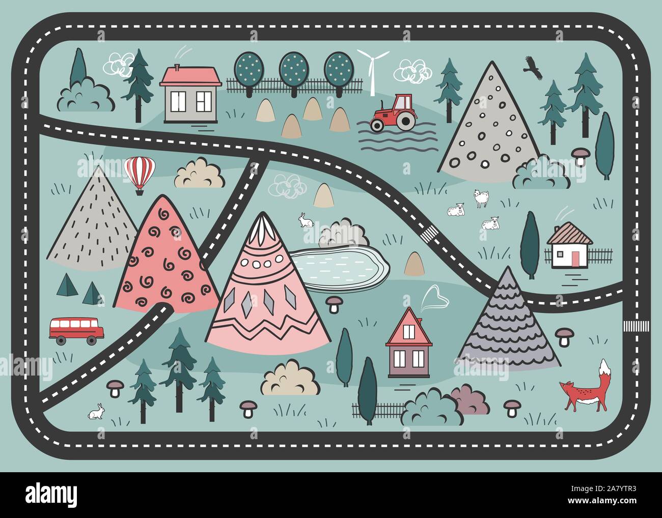 Cartoon map mountain hi-res stock photography and images - Alamy