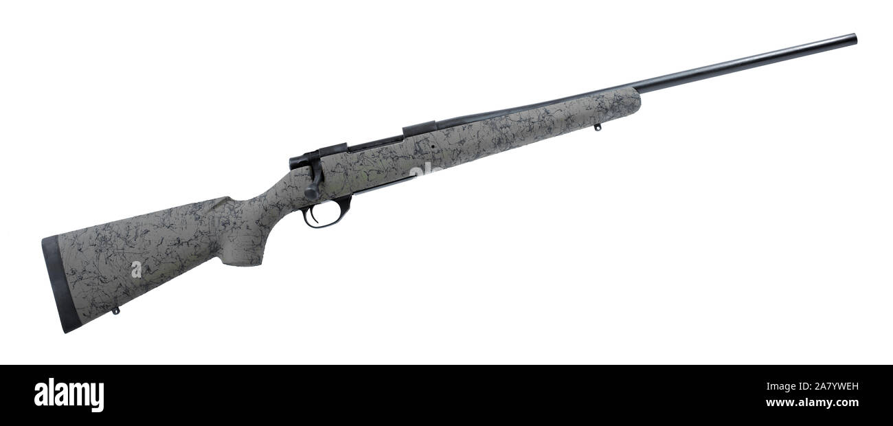 Green camoflauge bolt action rifle isolated on white Stock Photo - Alamy
