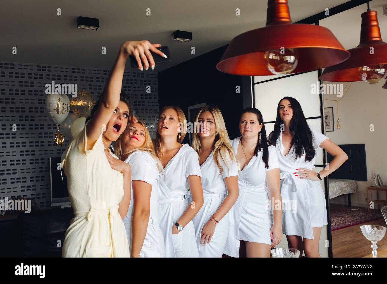 Beautiful happy girls gathering together for chilling out Stock Photo ...