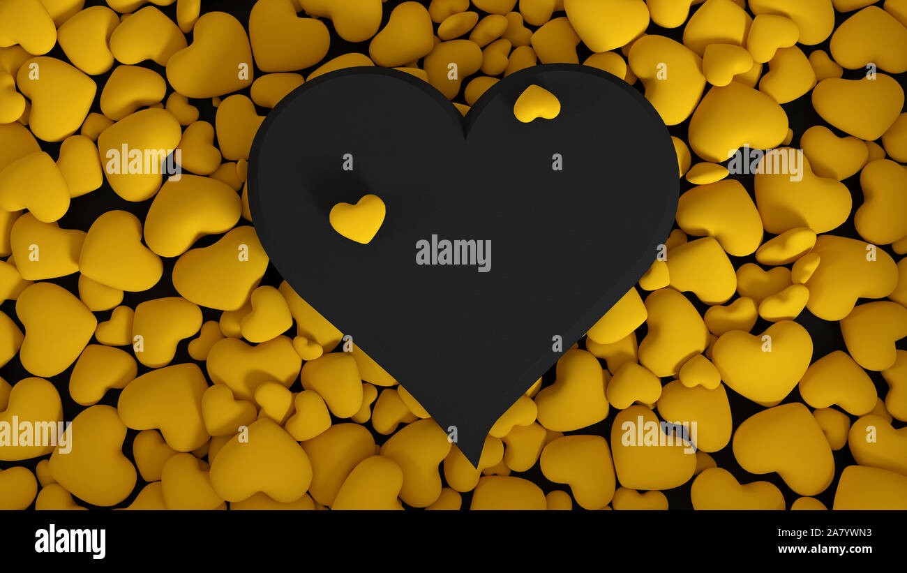 Yellow And Black Hearts