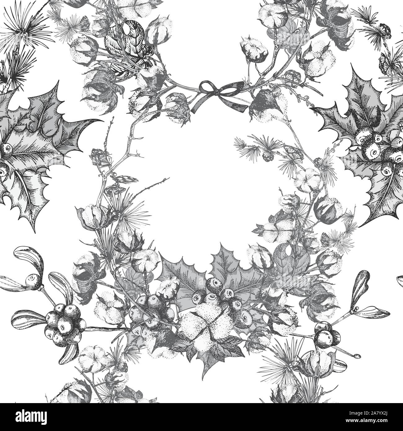 Holiday wreath border pattern Stock Vector Images - Alamy