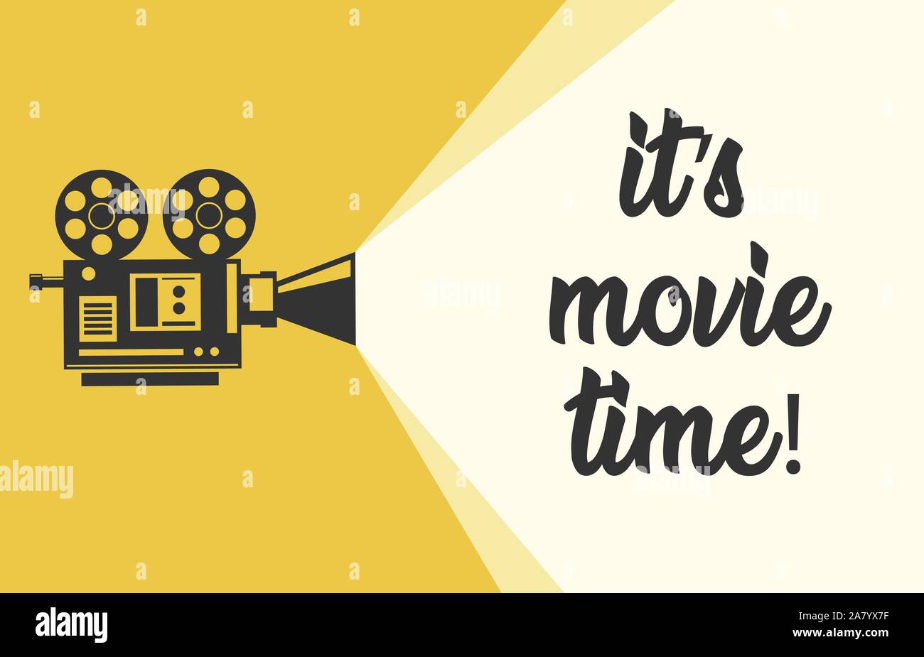 it's Movie time poster. Cartoon vector illustration. Cinema motion ...