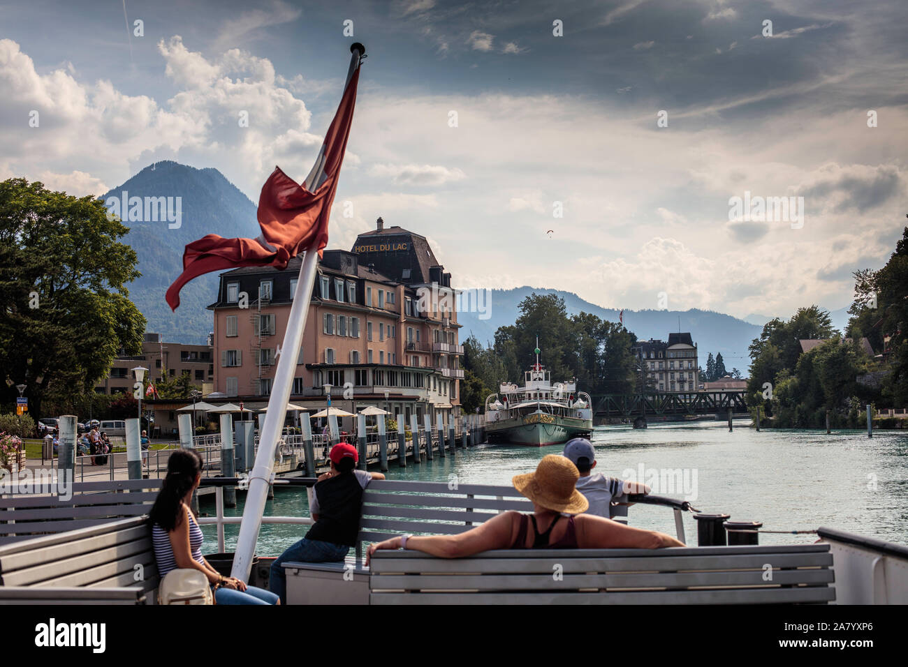 Switzerland lake brienz brienzersee interlaken boat hi-res stock ...