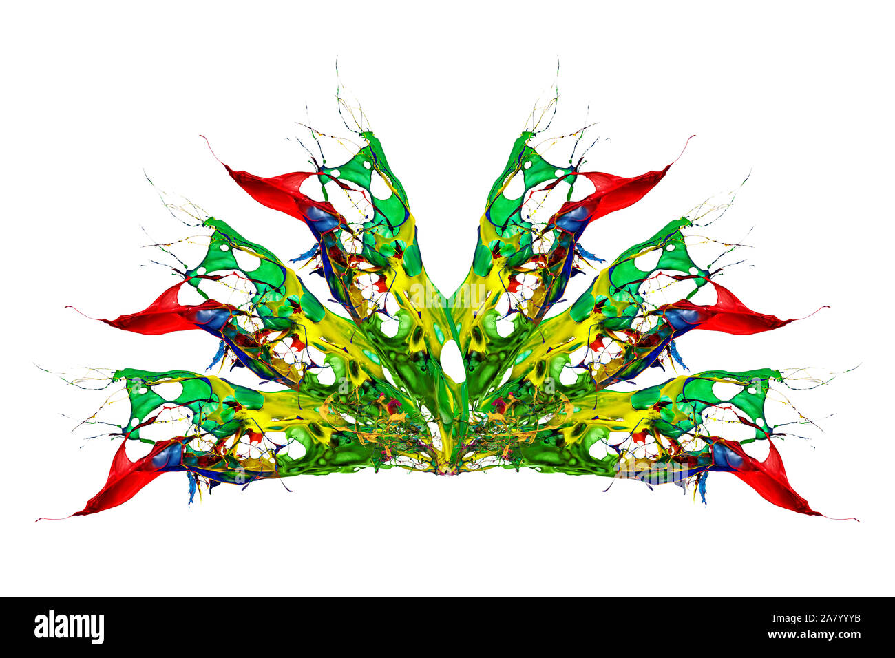 abstract color splash or explosion of colored paints isolated on white ...