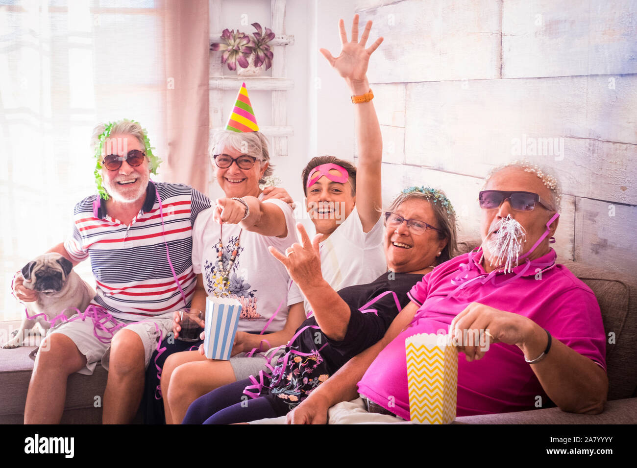 Party carnival or birthday leisure activity at home for mixed ...