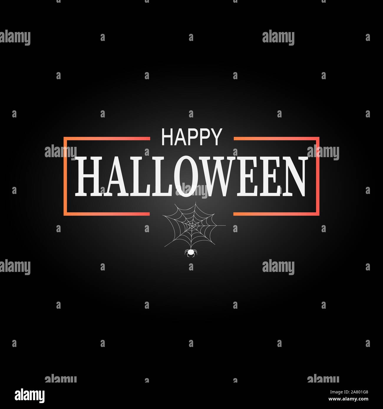 Happy Halloween text banner with spider on black background, Vector ...