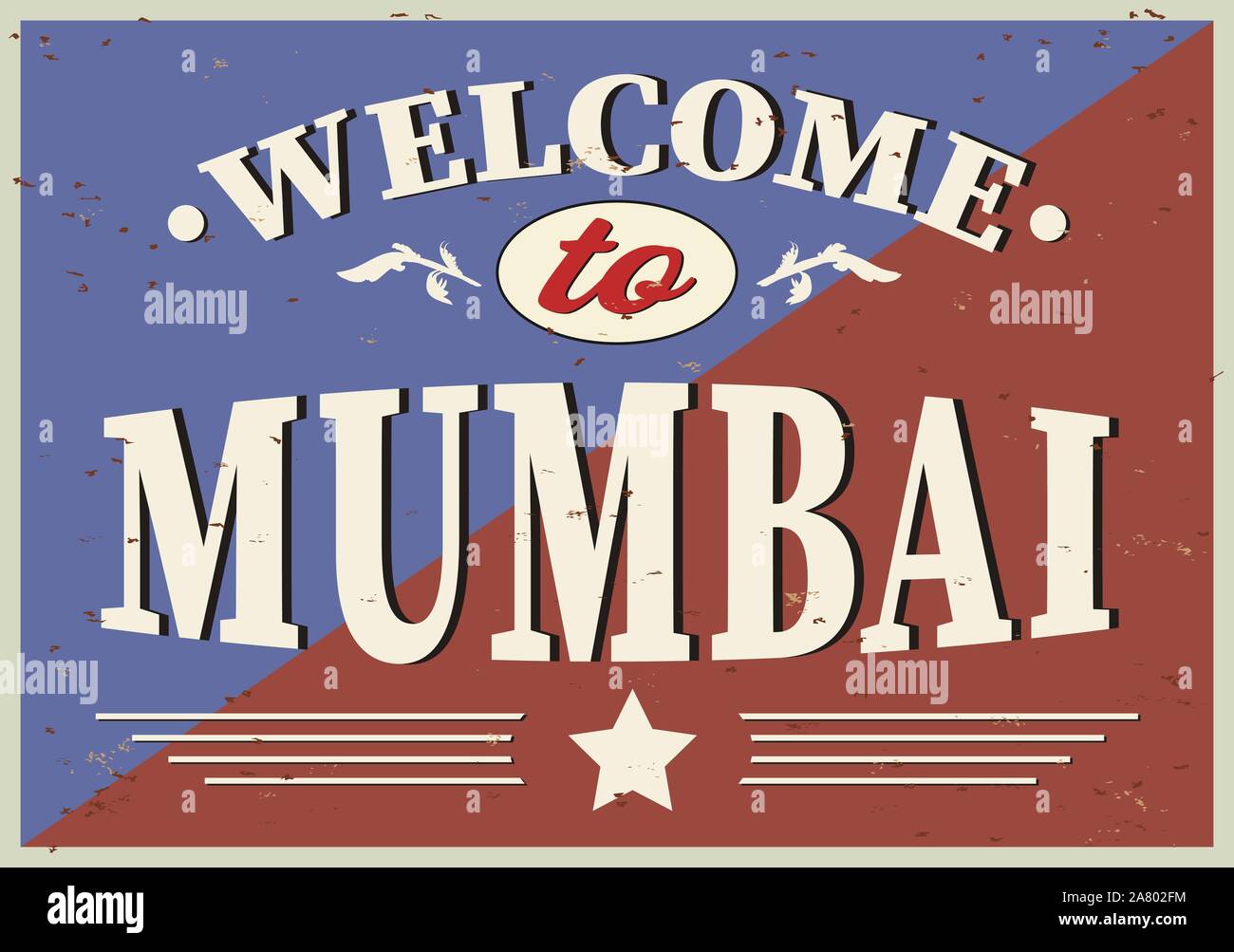Welcome to Mumbai India - Vintage greeting card on a white Background ...