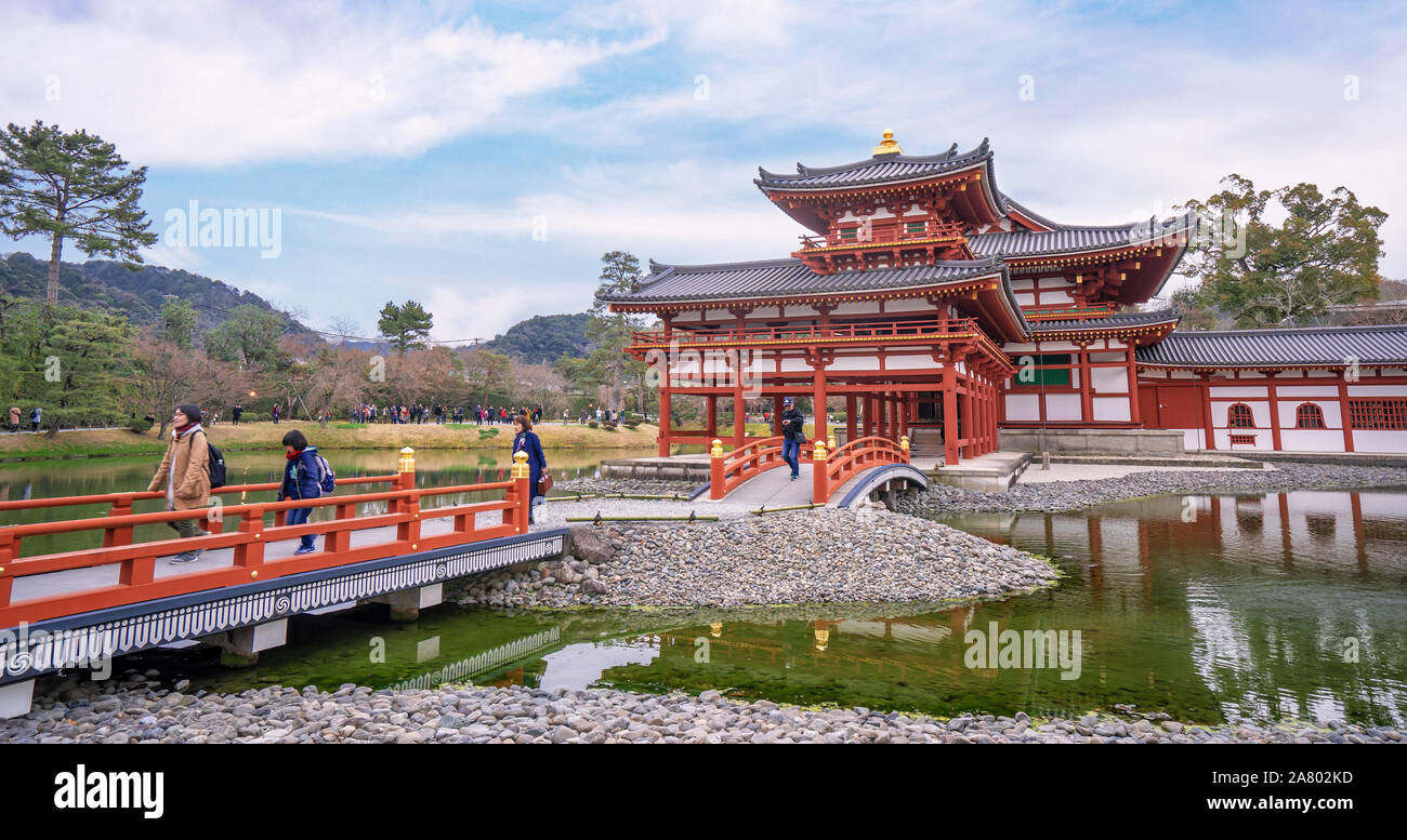 Uji, Japan - March. 23, 2019: Beautiful Byodoin temple in spring with ...