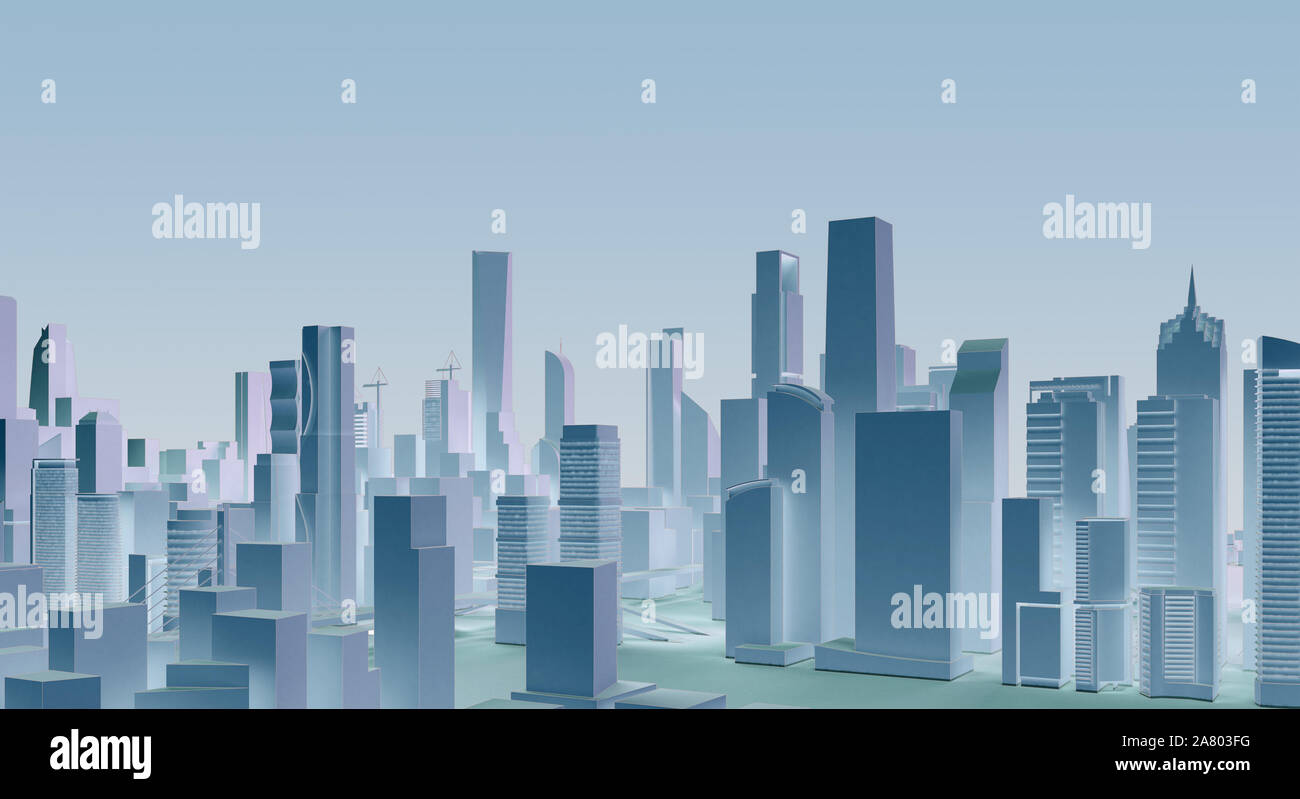 blue low poly cityscape. 3d rendering Stock Photo - Alamy
