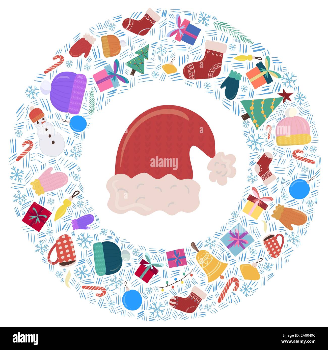 Merry Christmas and New year composition with a central subject - Santa ...