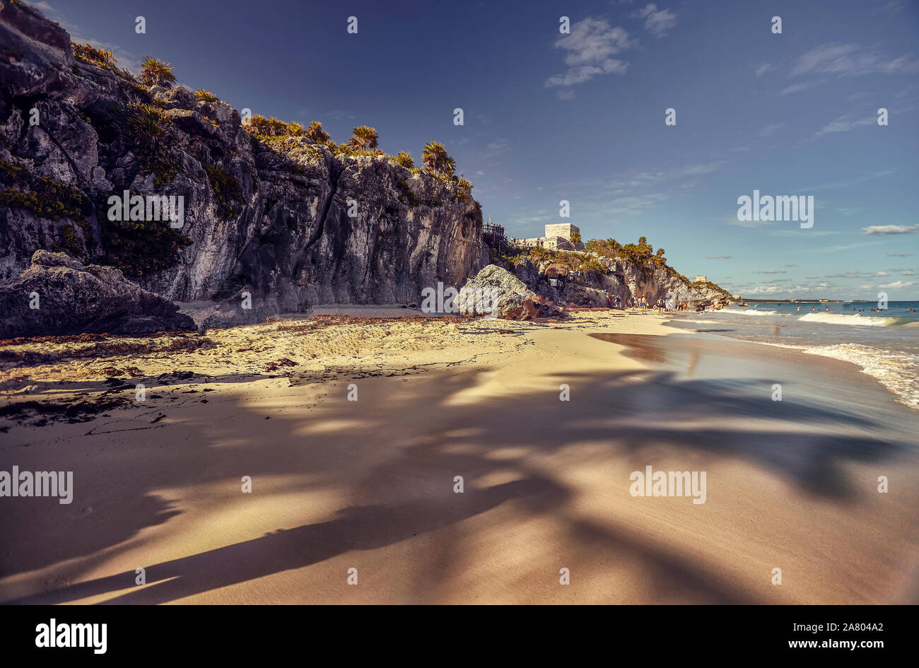 View of Tulum beach at sunset #2 Stock Photo - Alamy
