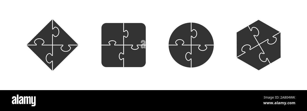 Set of puzzle icons of different shapes. Flat simple design Stock ...