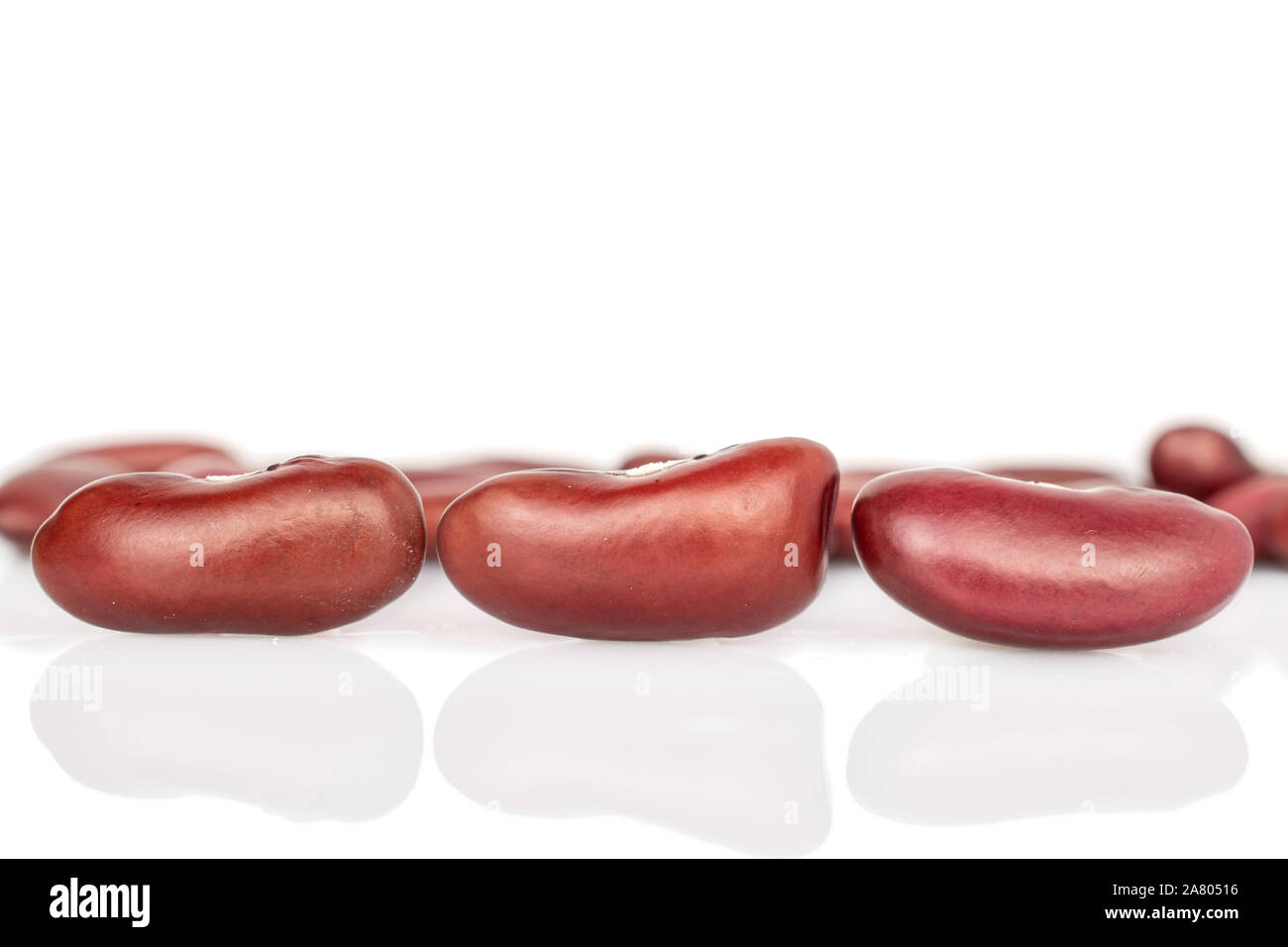 Lot of whole dried fresh red kidney beans isolated on white background ...