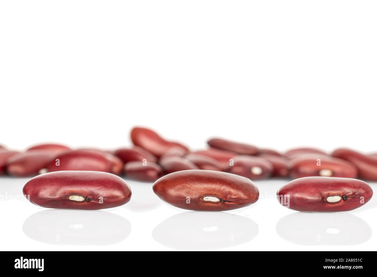 Lot of whole delicious fresh red kidney beans isolated on white ...