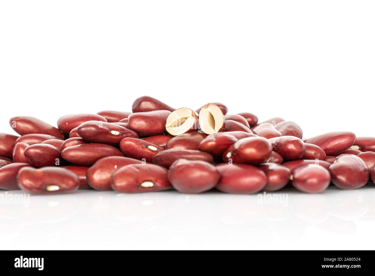 Lot of whole tasty fresh red kidney beans isolated on white background ...