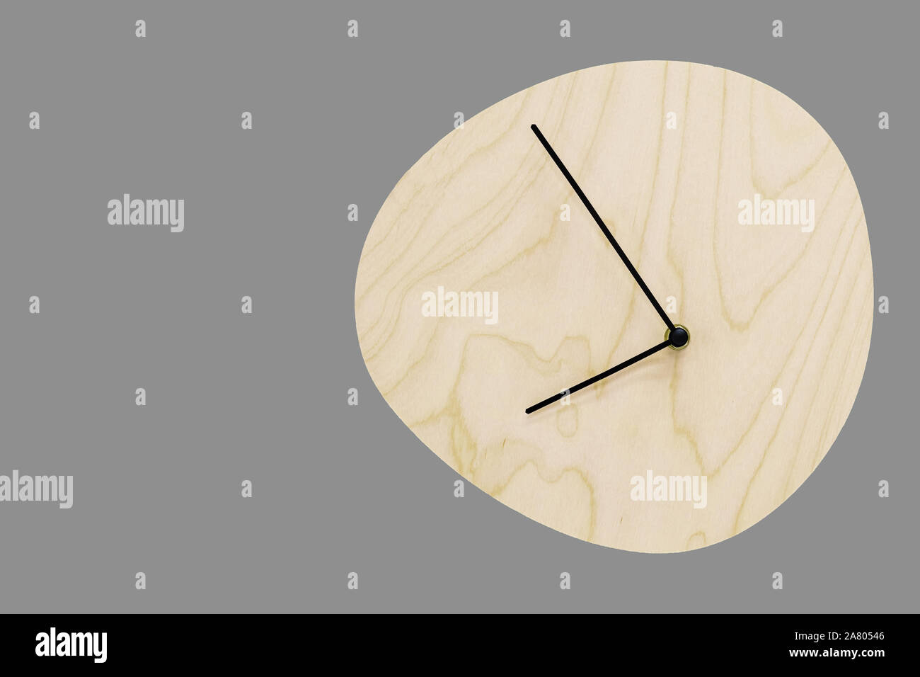 Wooden clock without a dial on a gray background Stock Photo - Alamy