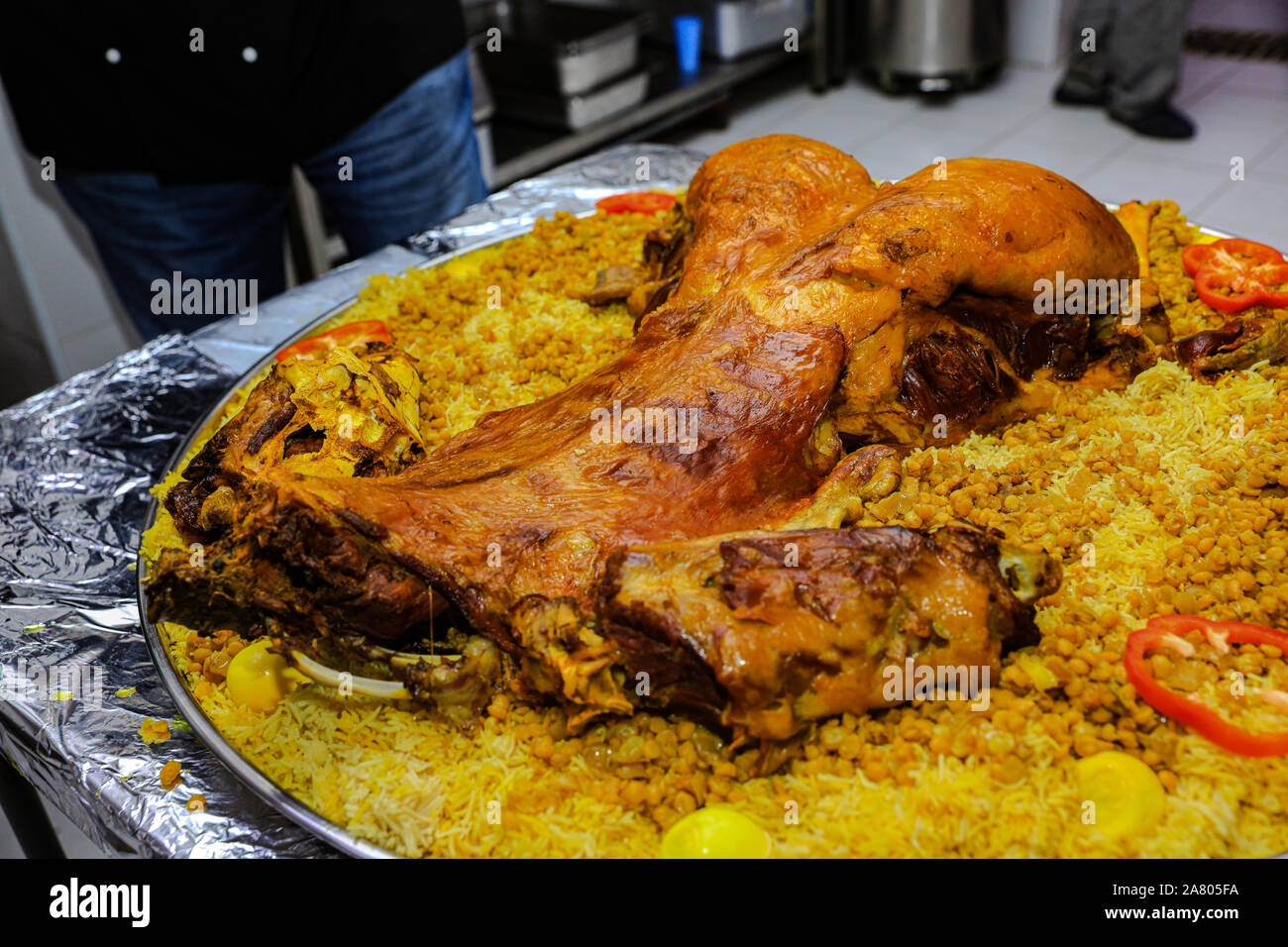 Rice Plate With Grilled Lamb, Rice with meat and pine nuts, Arabic food ...