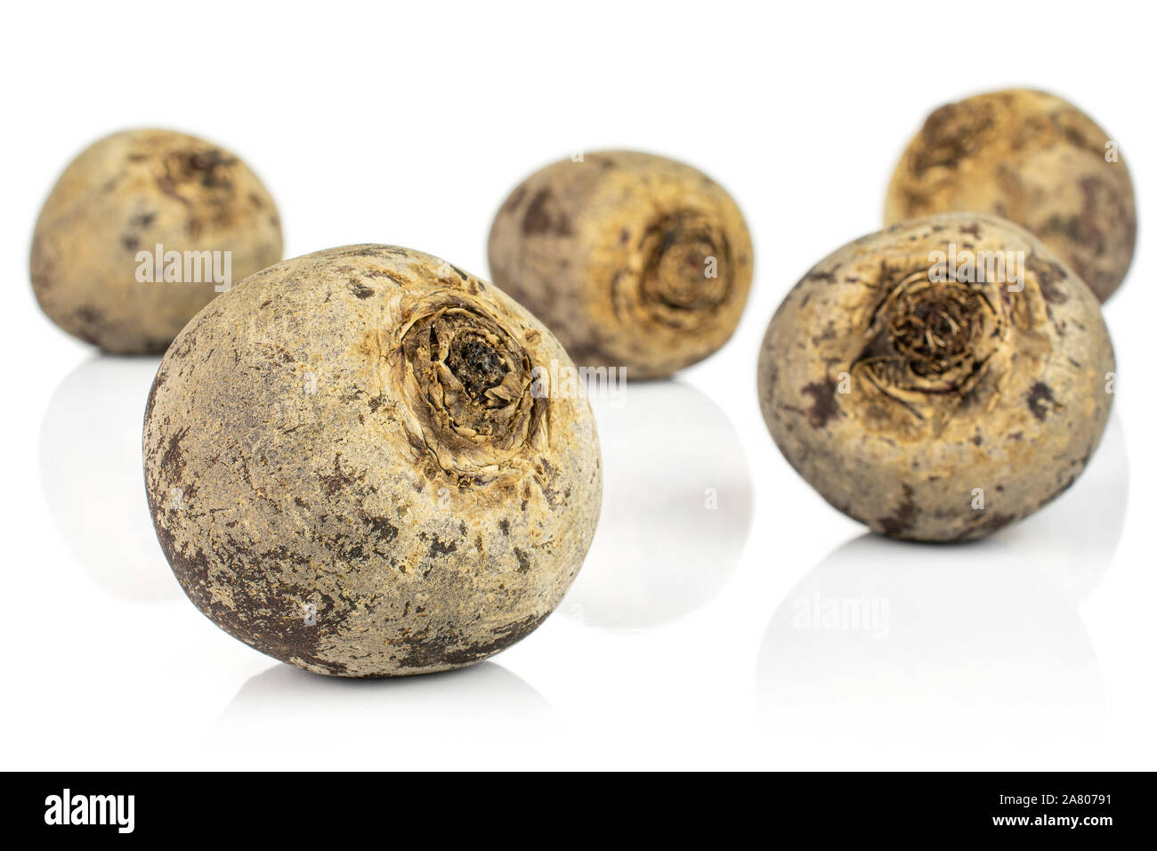 Group of five whole raw red beetroot isolated on white background Stock ...