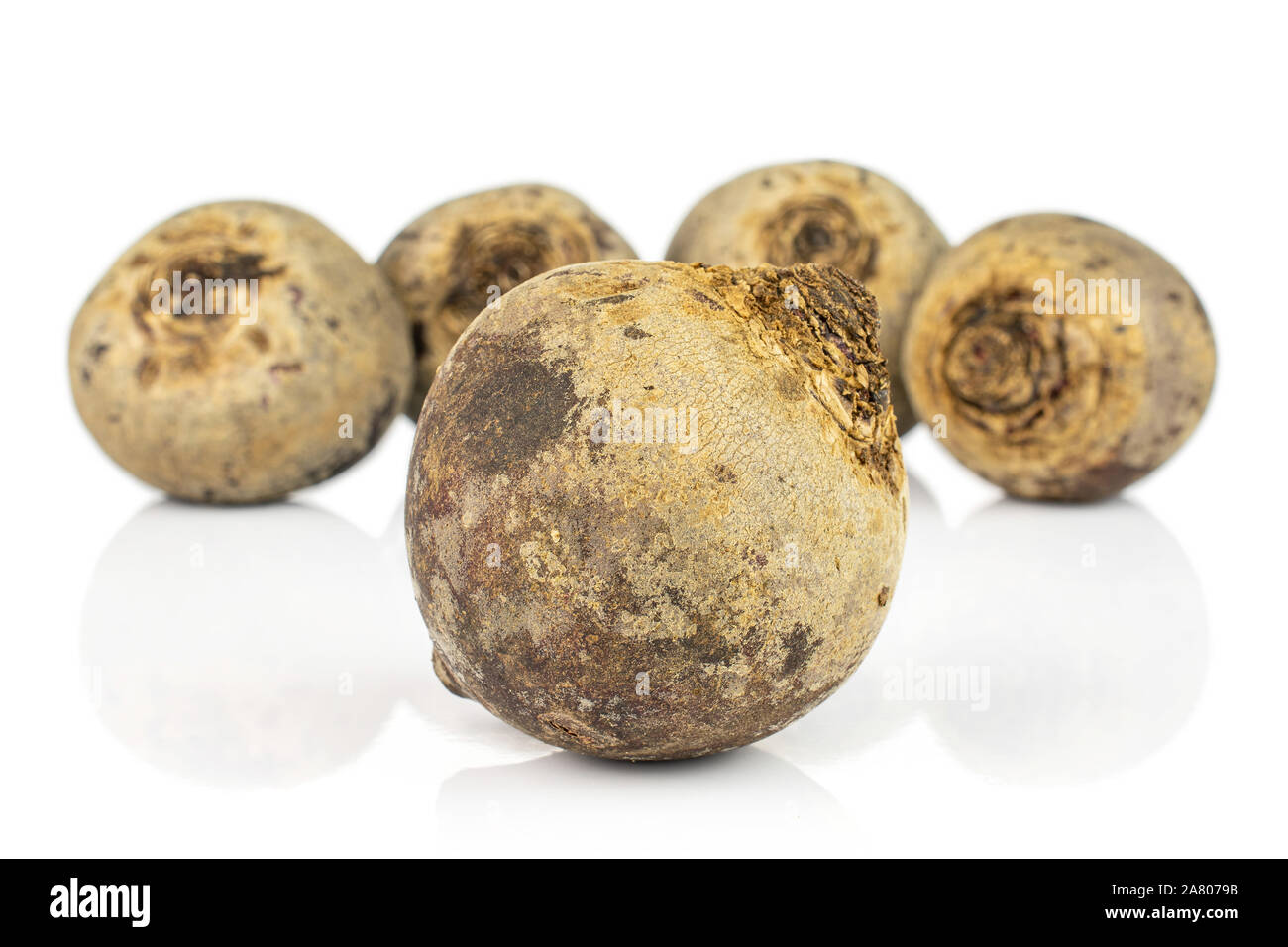 Group of five whole raw red beetroot isolated on white background Stock ...