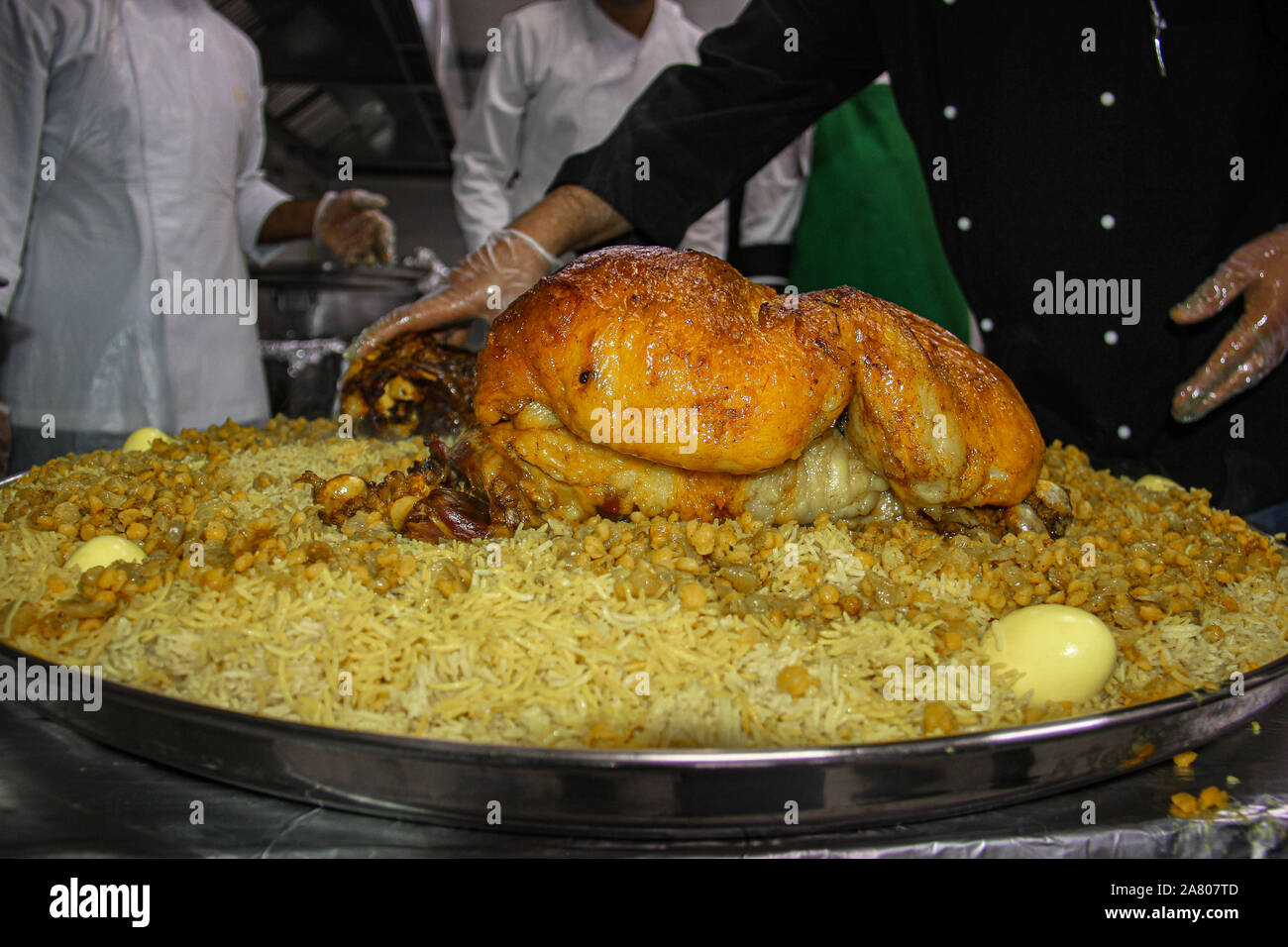 Rice Plate With Grilled Lamb, Rice with meat and pine nuts, Arabic food ...