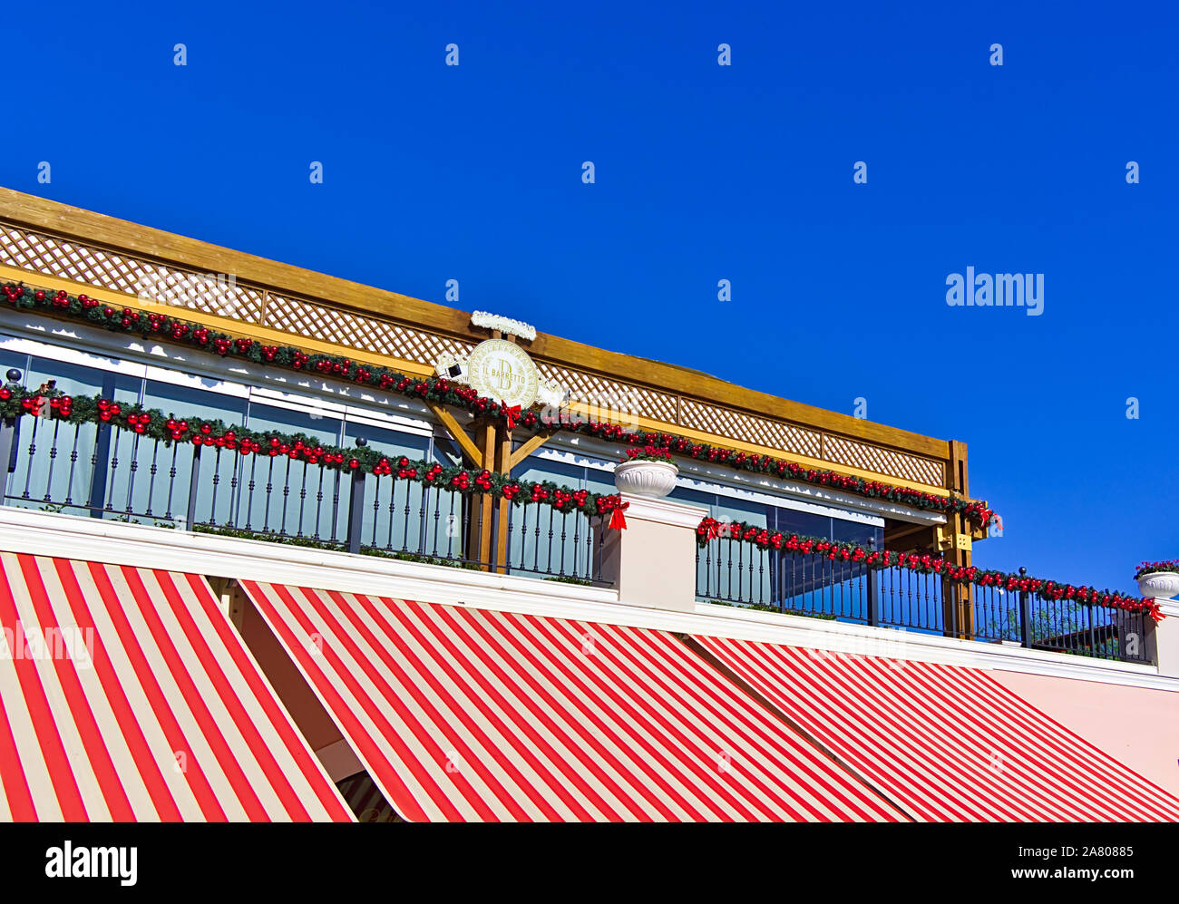 Spata, Attica/Greece - November 02 2019:Red and white stripes tent and ...