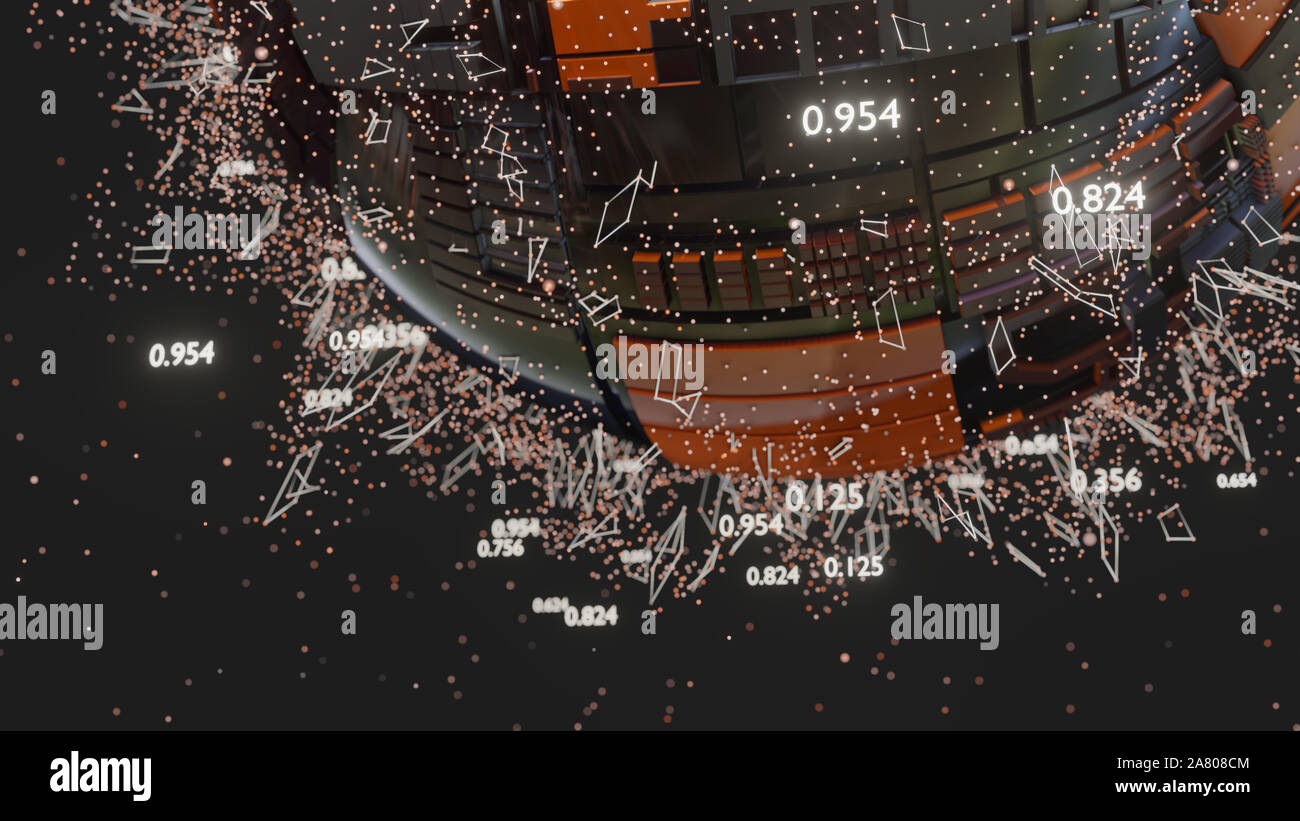 Connection Lines and Dots Around Digital Abstract Cyber PCB Sphere ...