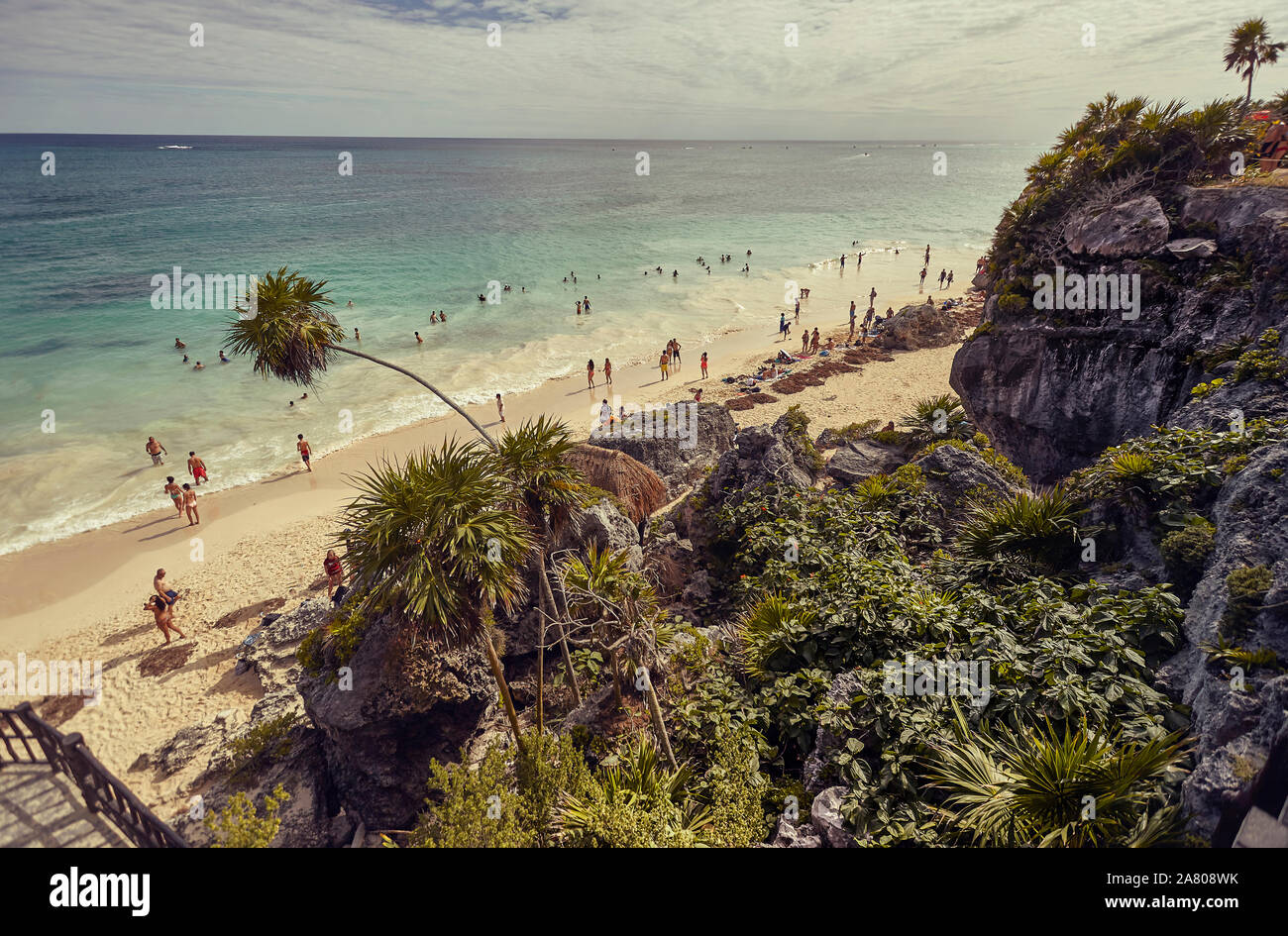 The Tulum beach full of tourists #2 Stock Photo - Alamy
