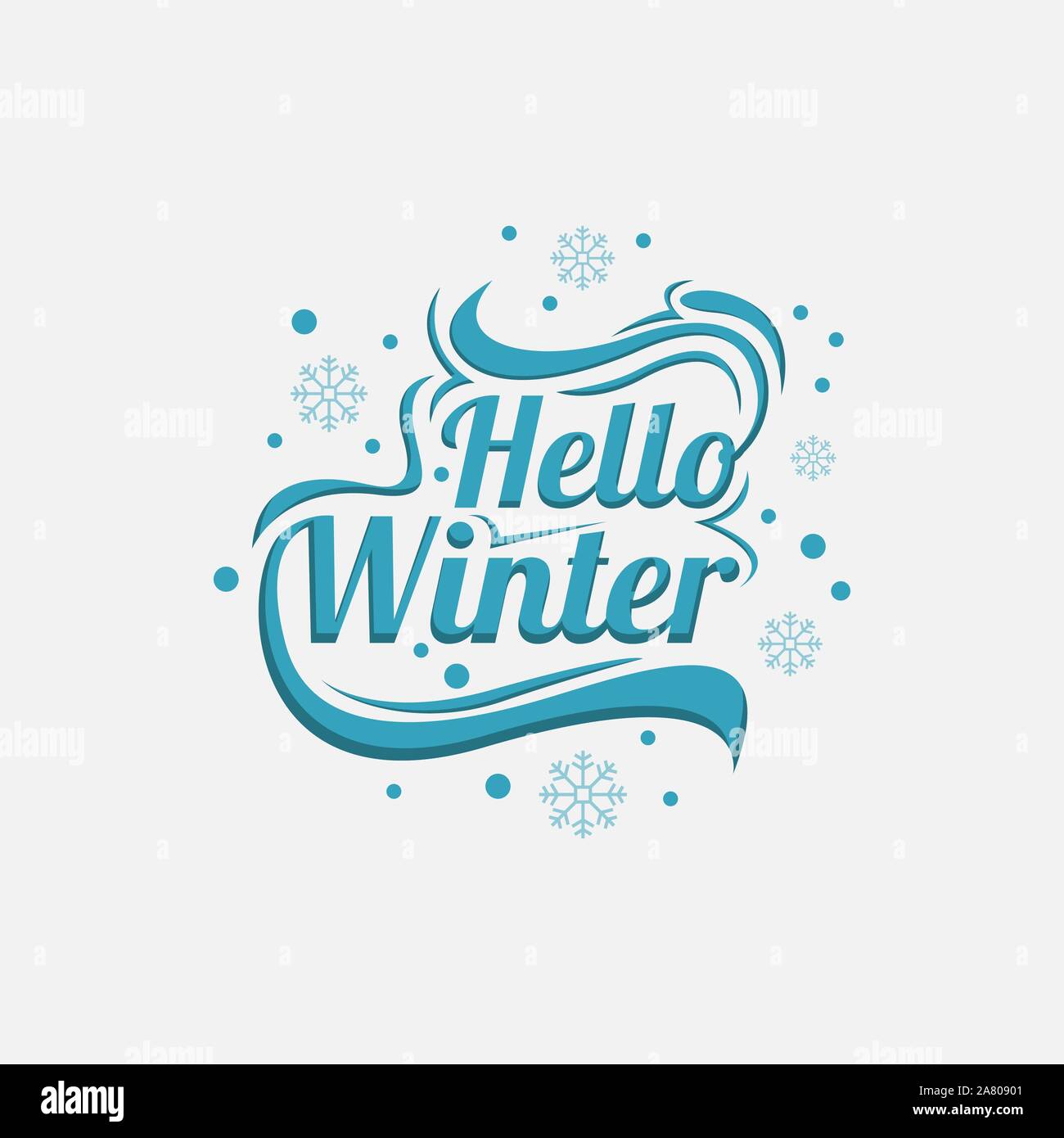 Hello winter. Vector illustration with hand lettering. Modern brush pen ...