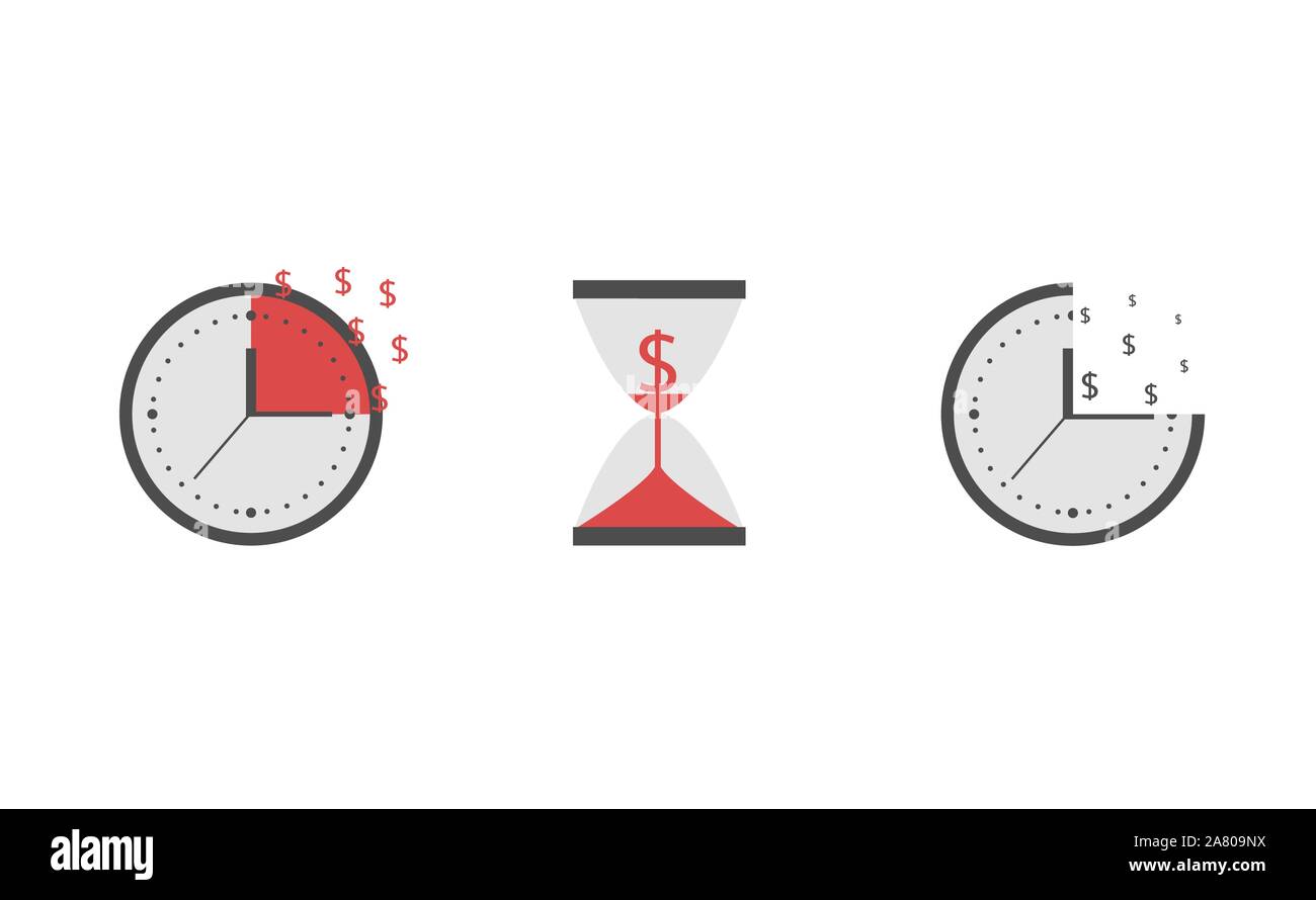Time is money. Clock with red dollar signs Vector illustration Stock ...