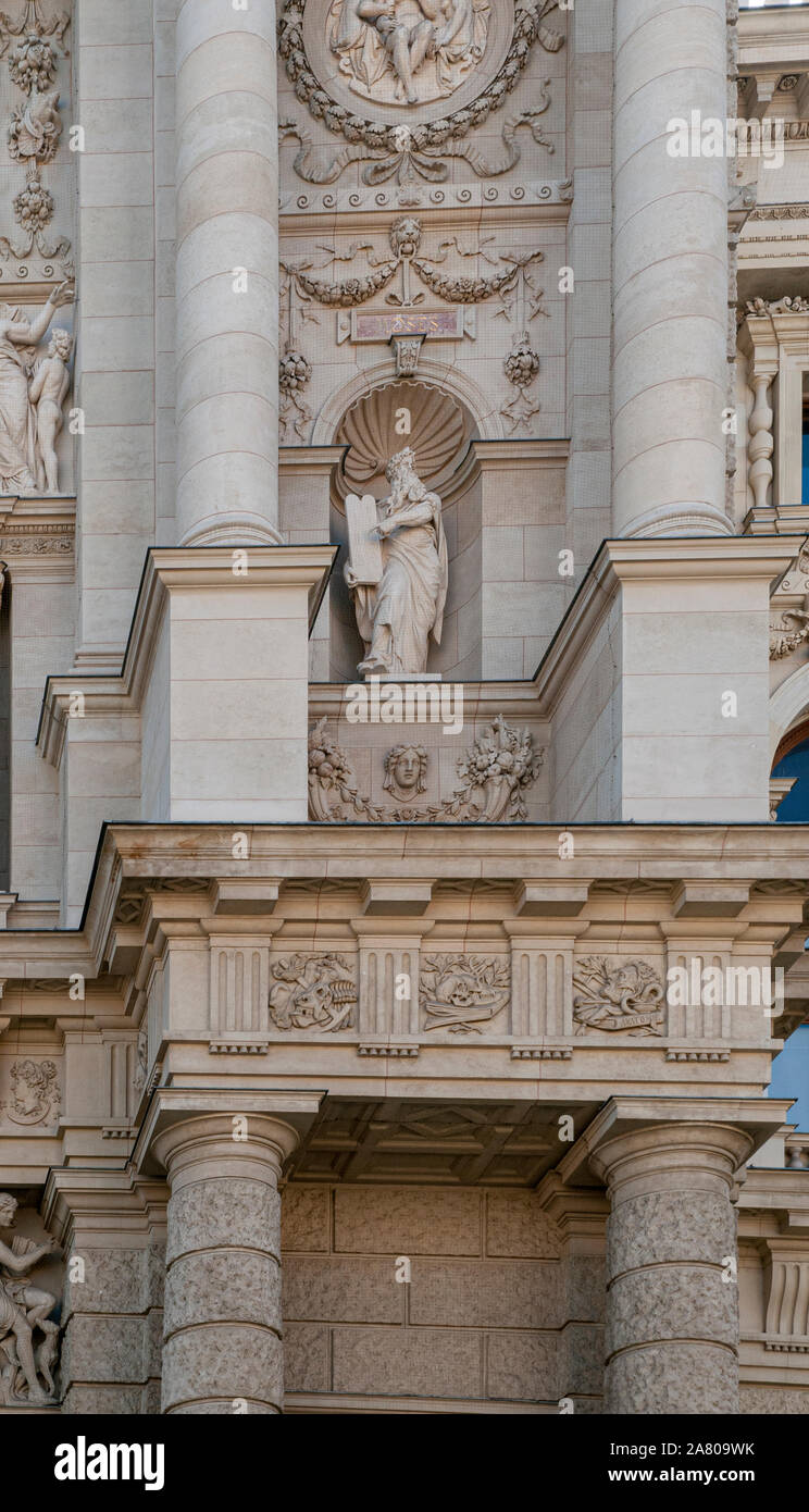 Statue of Moses with the ten commandments on Exterior of the Natural ...