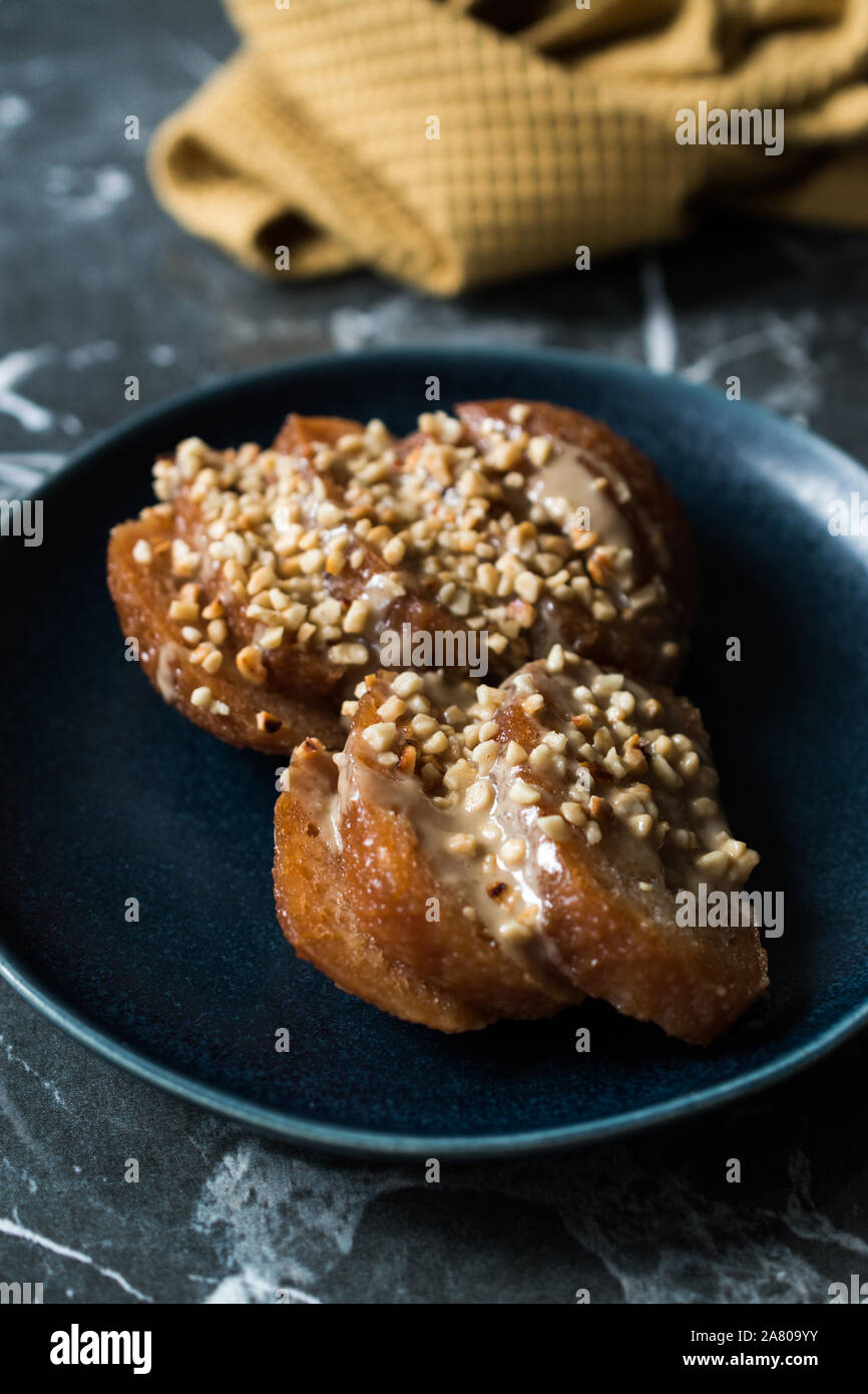 Turkish Dessert Hayrabolu with Sherbet, Tahin, Cheese and Hazelnut ...
