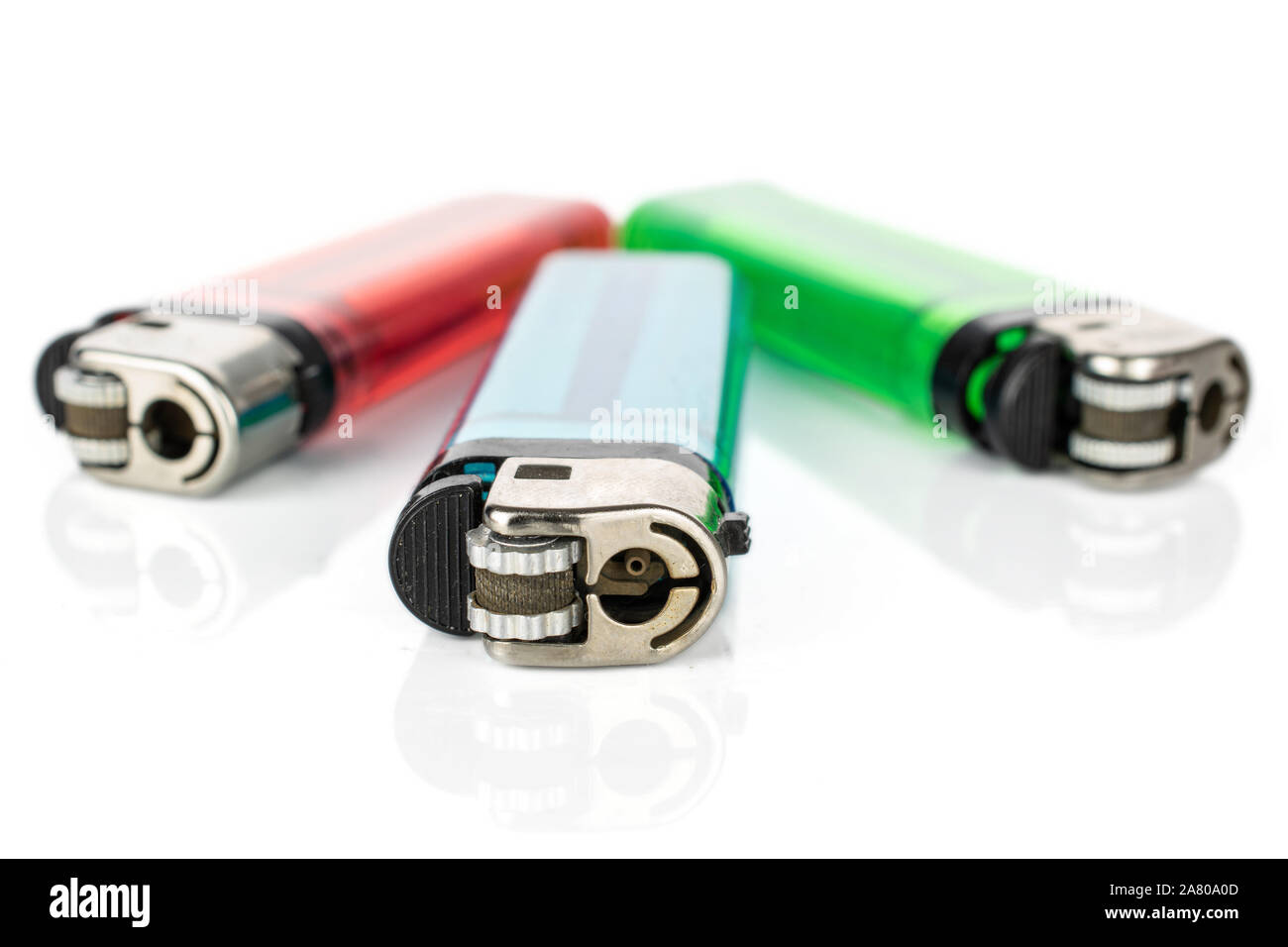 Group of three whole plastic lighter isolated on white background Stock ...