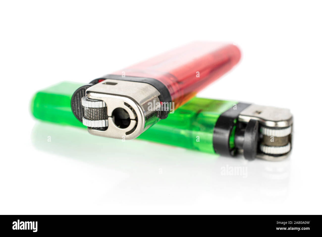 Group of two whole plastic lighter isolated on white background Stock ...