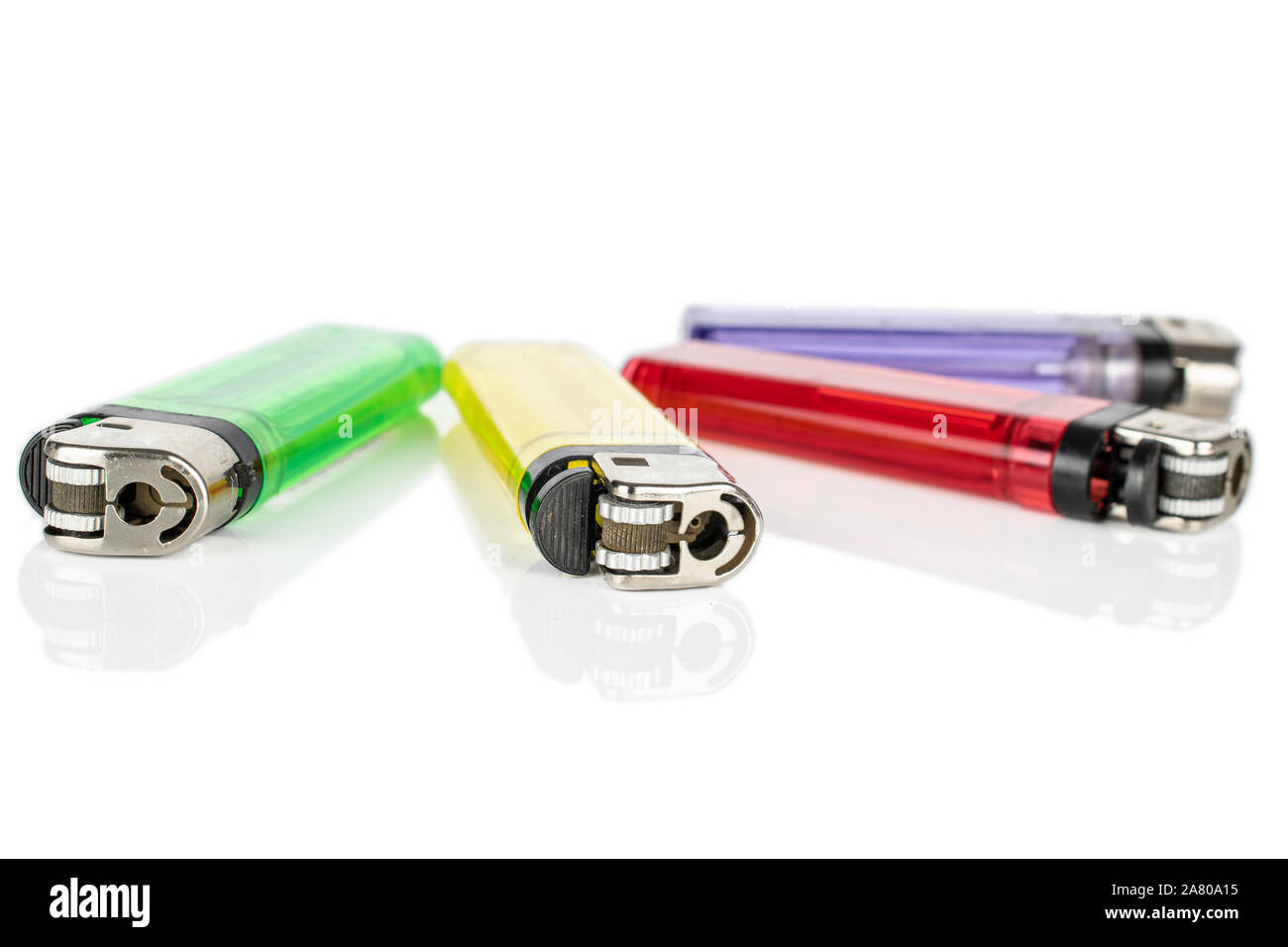 Group of four whole plastic lighter isolated on white background Stock ...