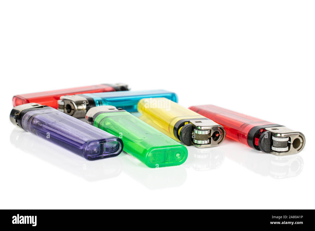Group of six whole plastic lighter isolated on white background Stock ...