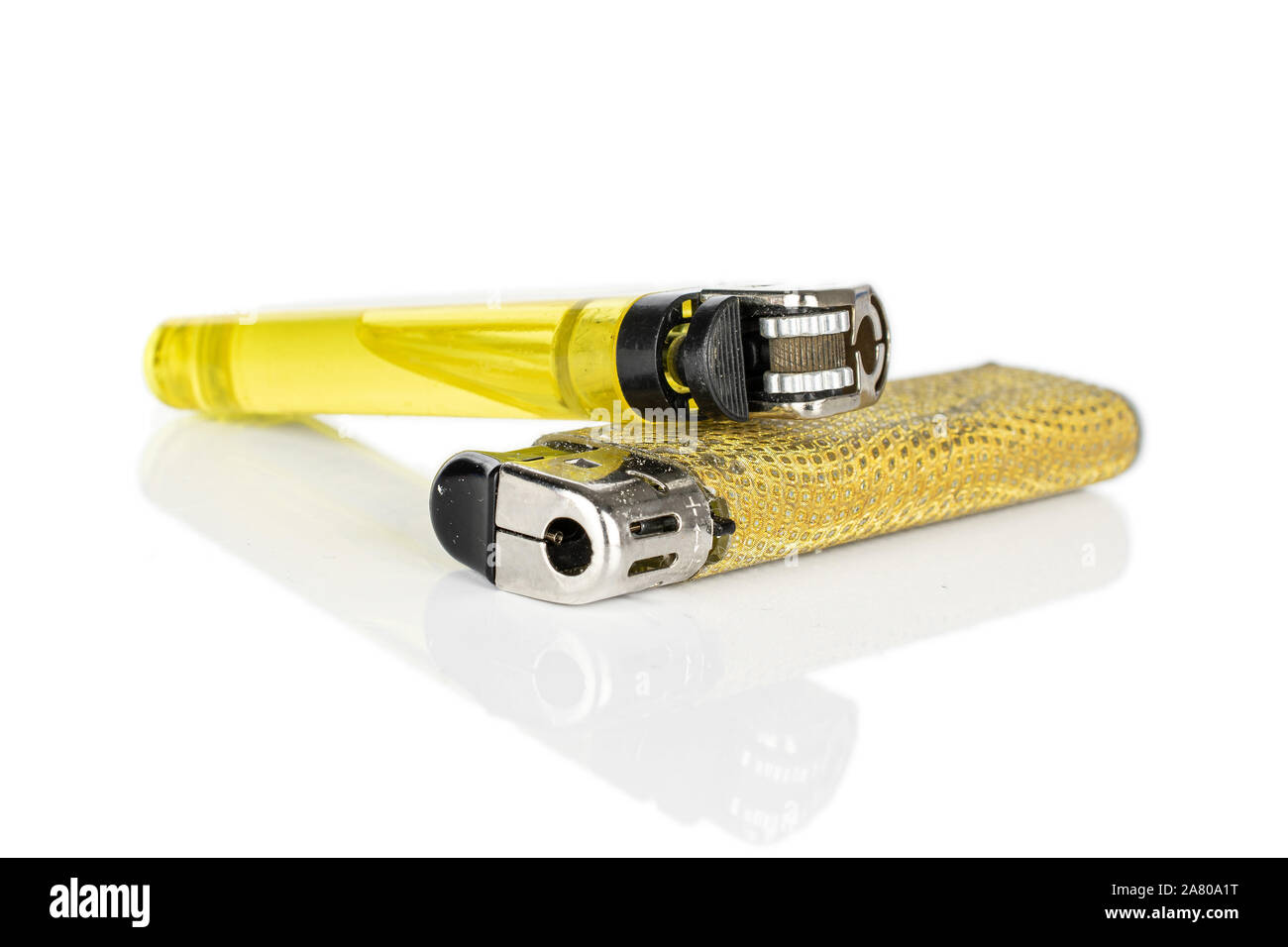 Group of two whole plastic lighter isolated on white background Stock ...