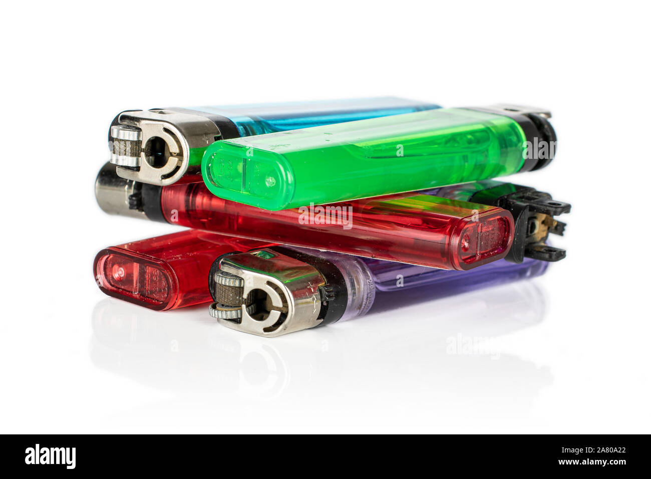 Group of six whole plastic lighter isolated on white background Stock ...