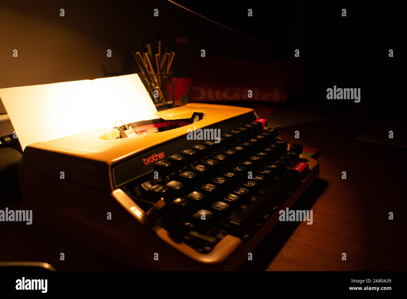 typing machine ready for new adventures Stock Photo - Alamy