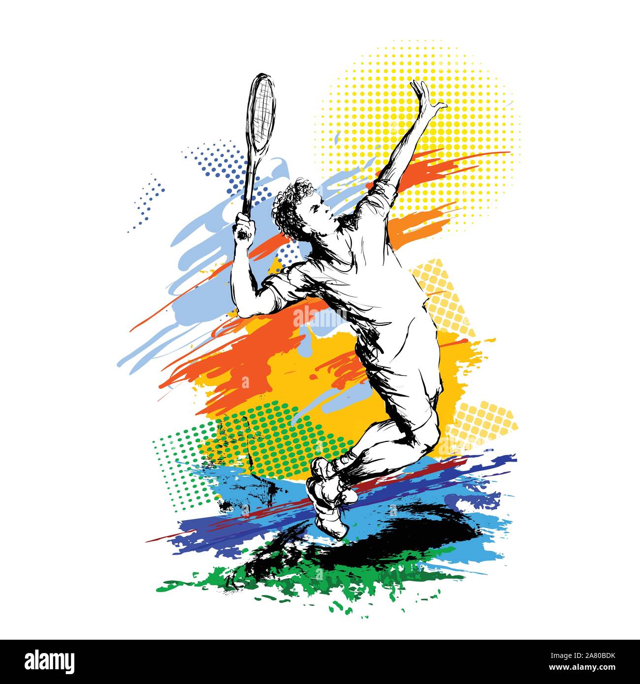 Tennis player. Hand drawn vector illustration Stock Vector Image & Art ...