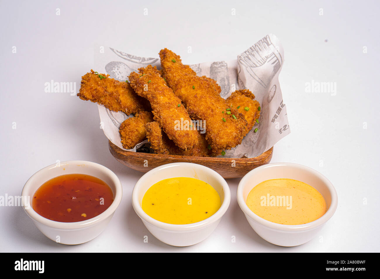 Fried chicken, Chicken wings with sauce and cheese and popcorn checkin ...