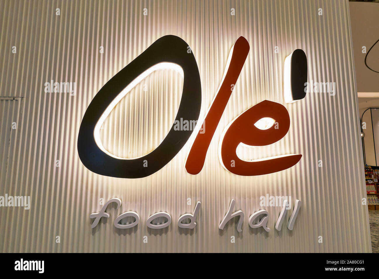 SHENZHEN, CHINA - CIRCA APRIL, 2019: close up shot of Ole' food hall ...