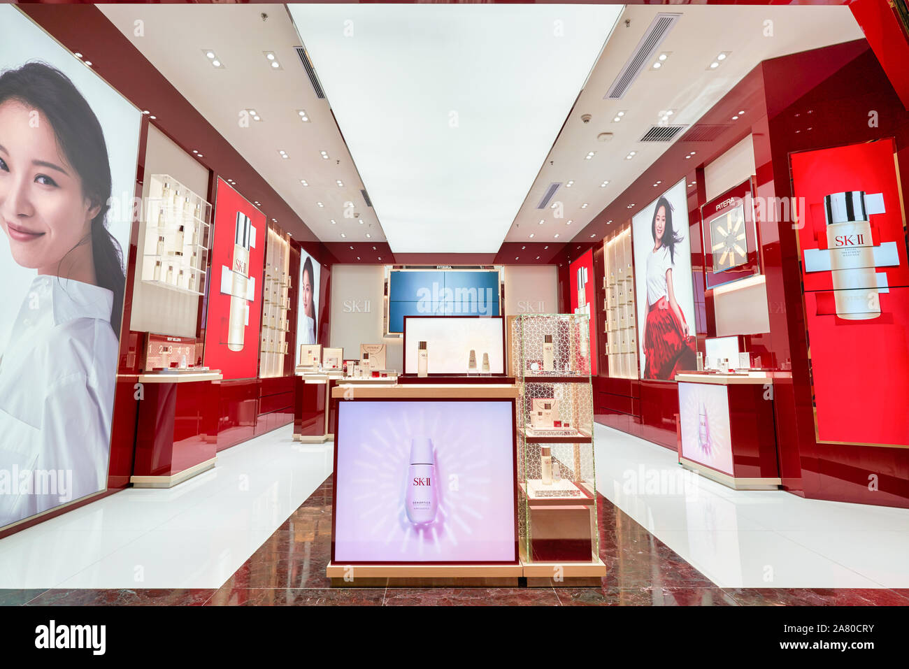 SHENZHEN, CHINA - CIRCA APRIL, 2019: cosmetics products on display at ...